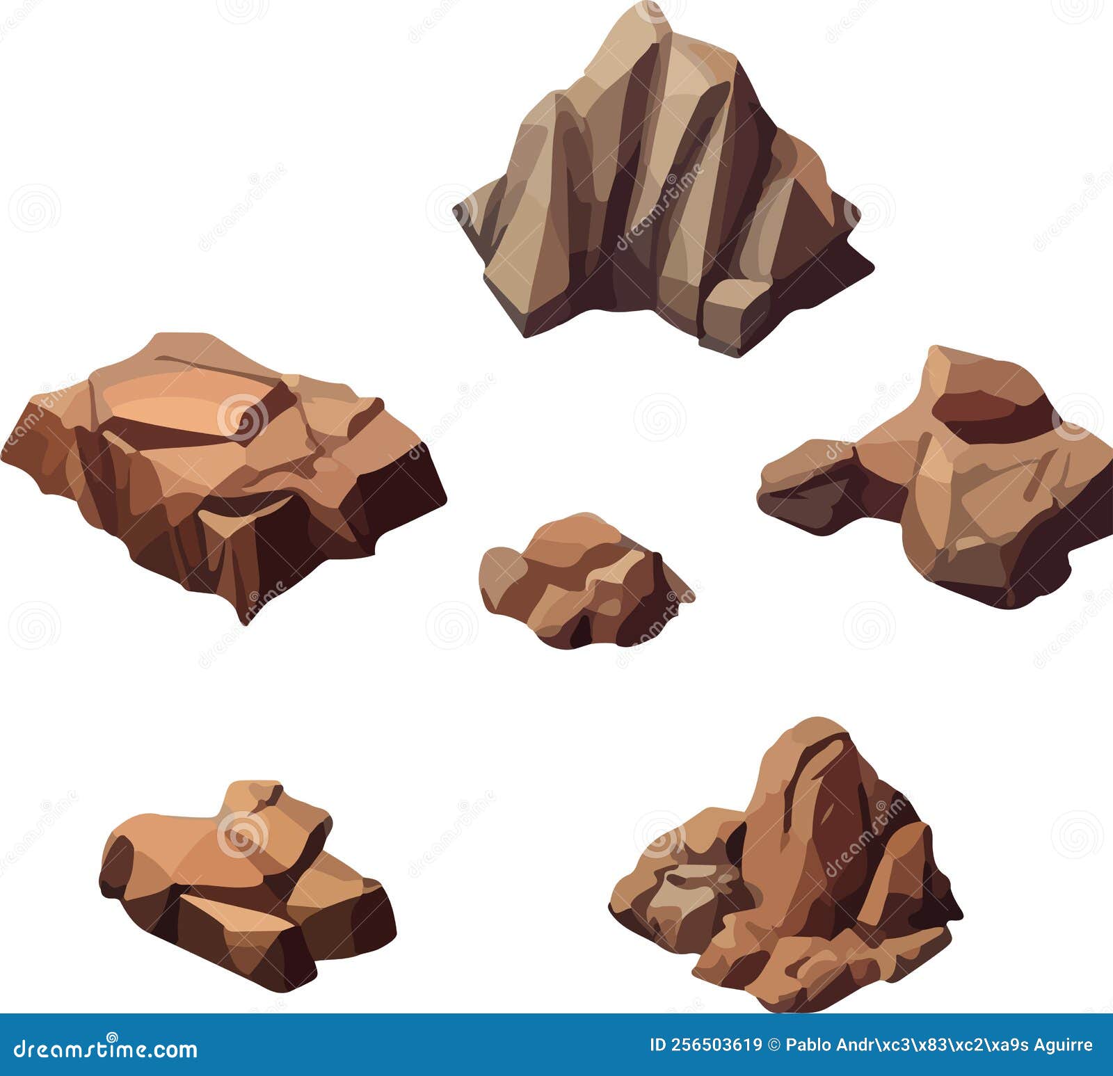 Polygonal Stone Set on White Background. 3d Vector Illustration ...