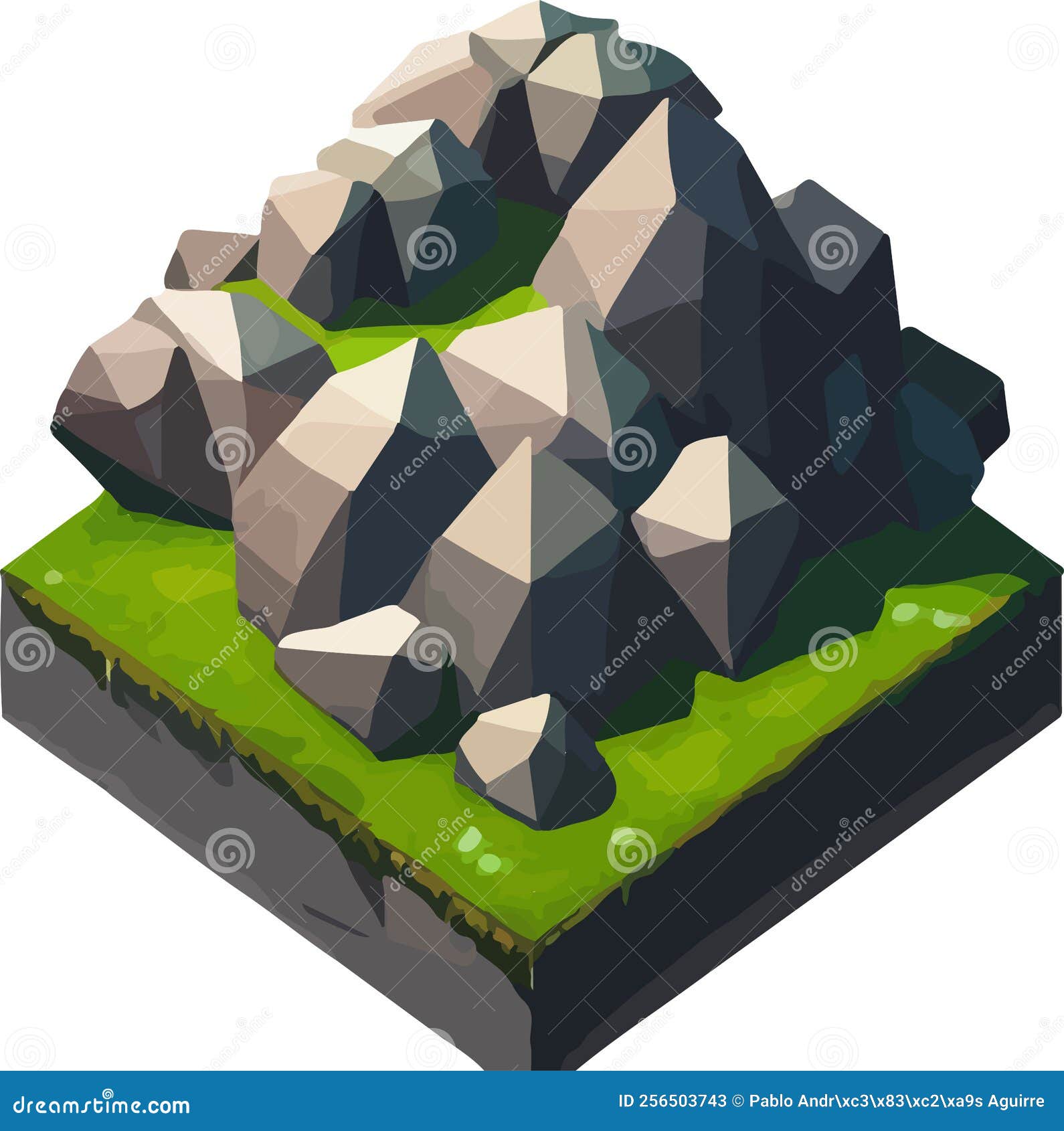 Polygonal Stone Set on White Background. 3d Vector Illustration ...