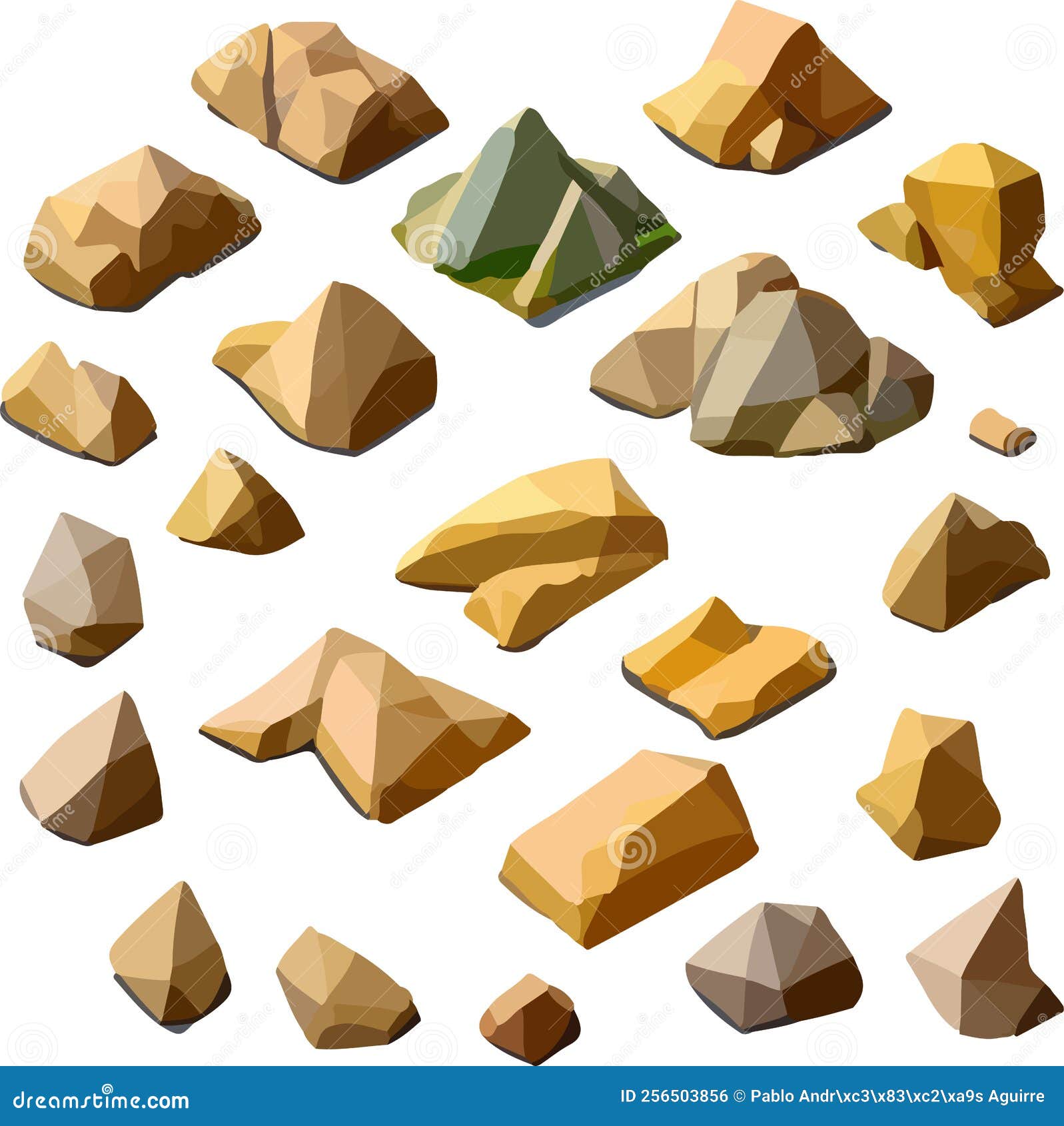 Polygonal Stone Set on White Background. 3d Vector Illustration ...