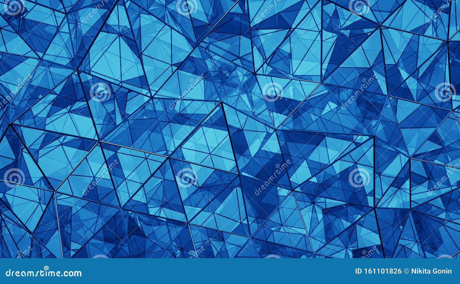 Polygonal Structure with Glass Triangle Sections 3D Render Illustration ...