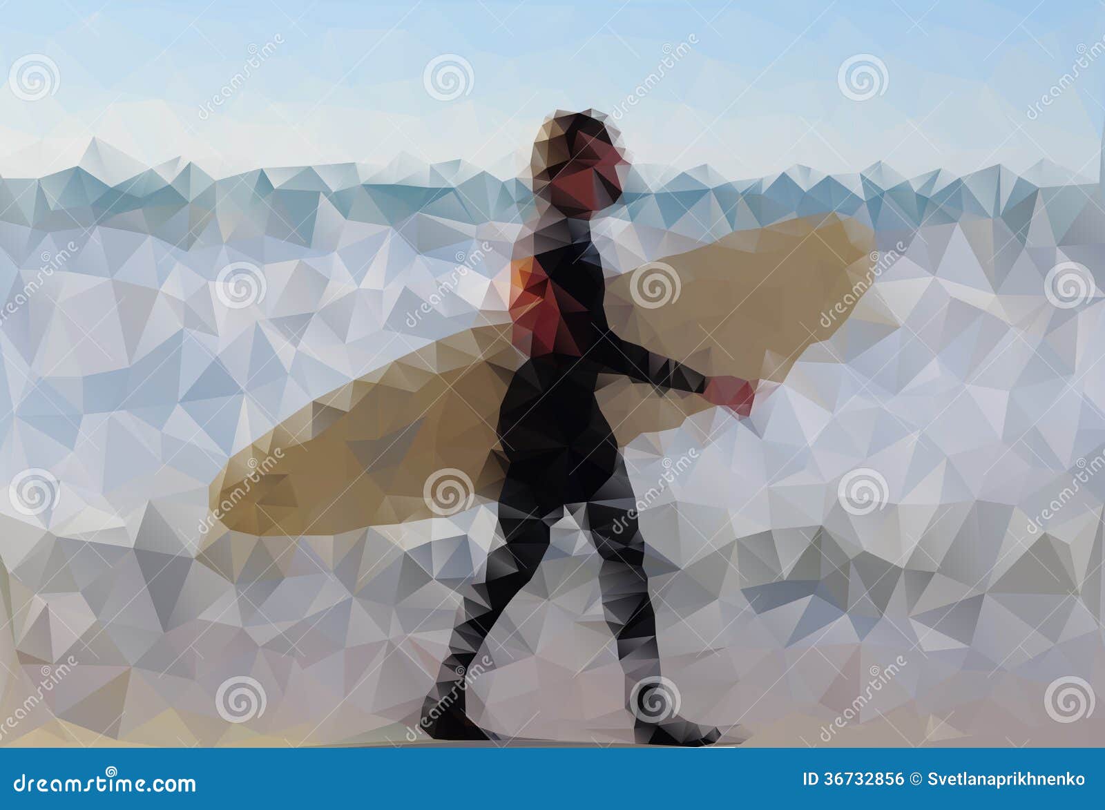 Polygonal surfer stock vector. Illustration of landscape - 36732856