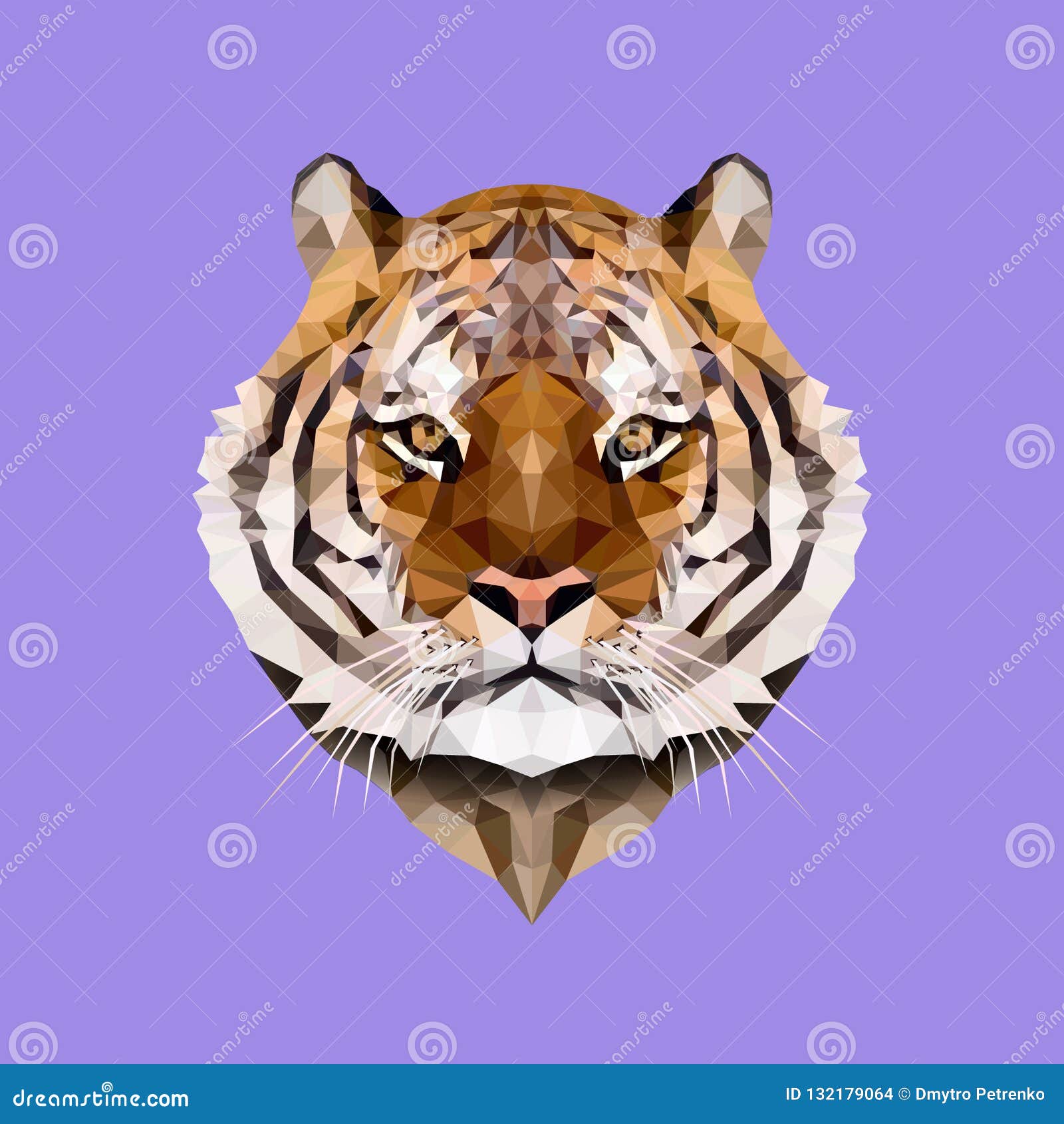 Polygonal tiger head stock vector. Illustration of tiger - 132179064