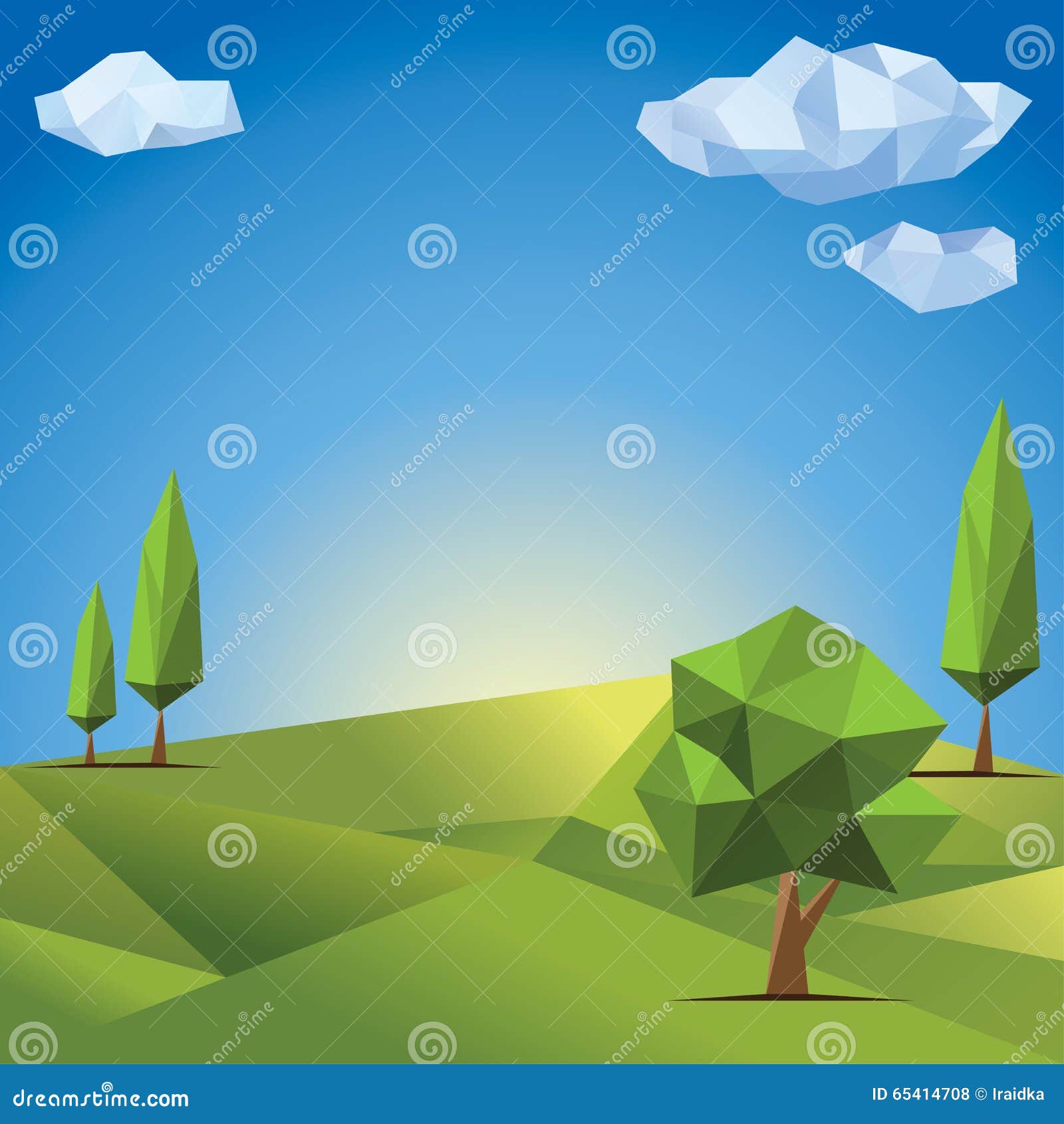 Polygonal Trees. Abstract Vector Illustration, Low Poly Style. Stock ...