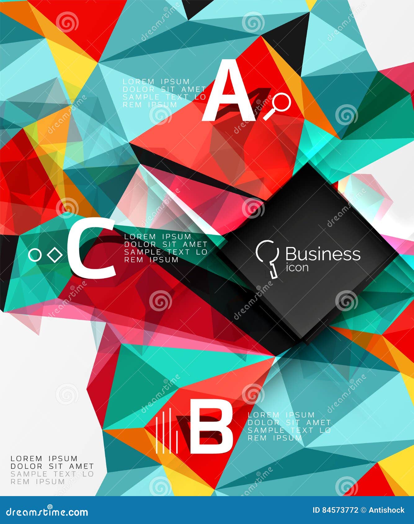 Polygonal Triangle Abstract Background with Infographics Stock Vector ...