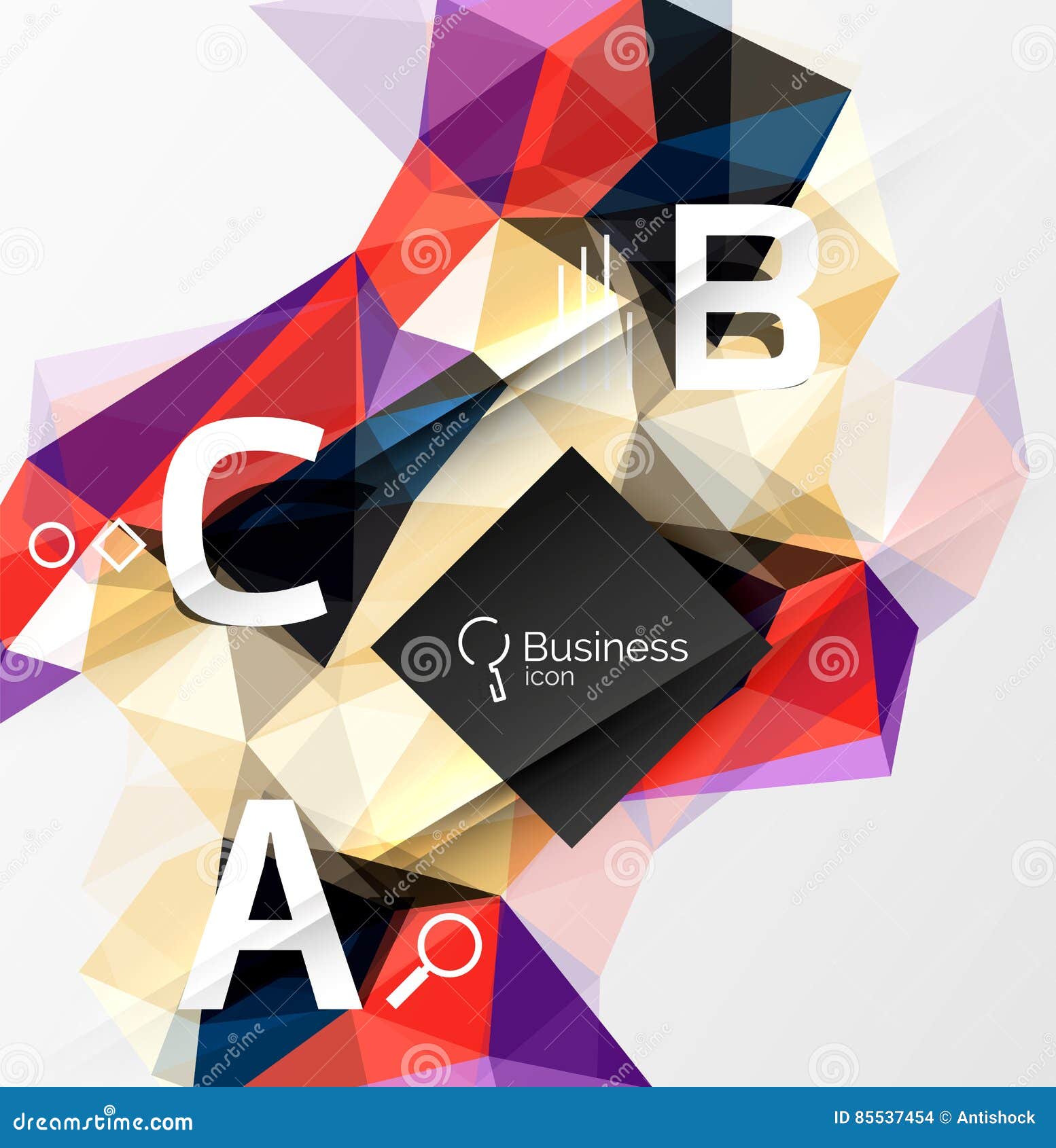 Polygonal Triangle Abstract Background with Infographics Stock Vector ...