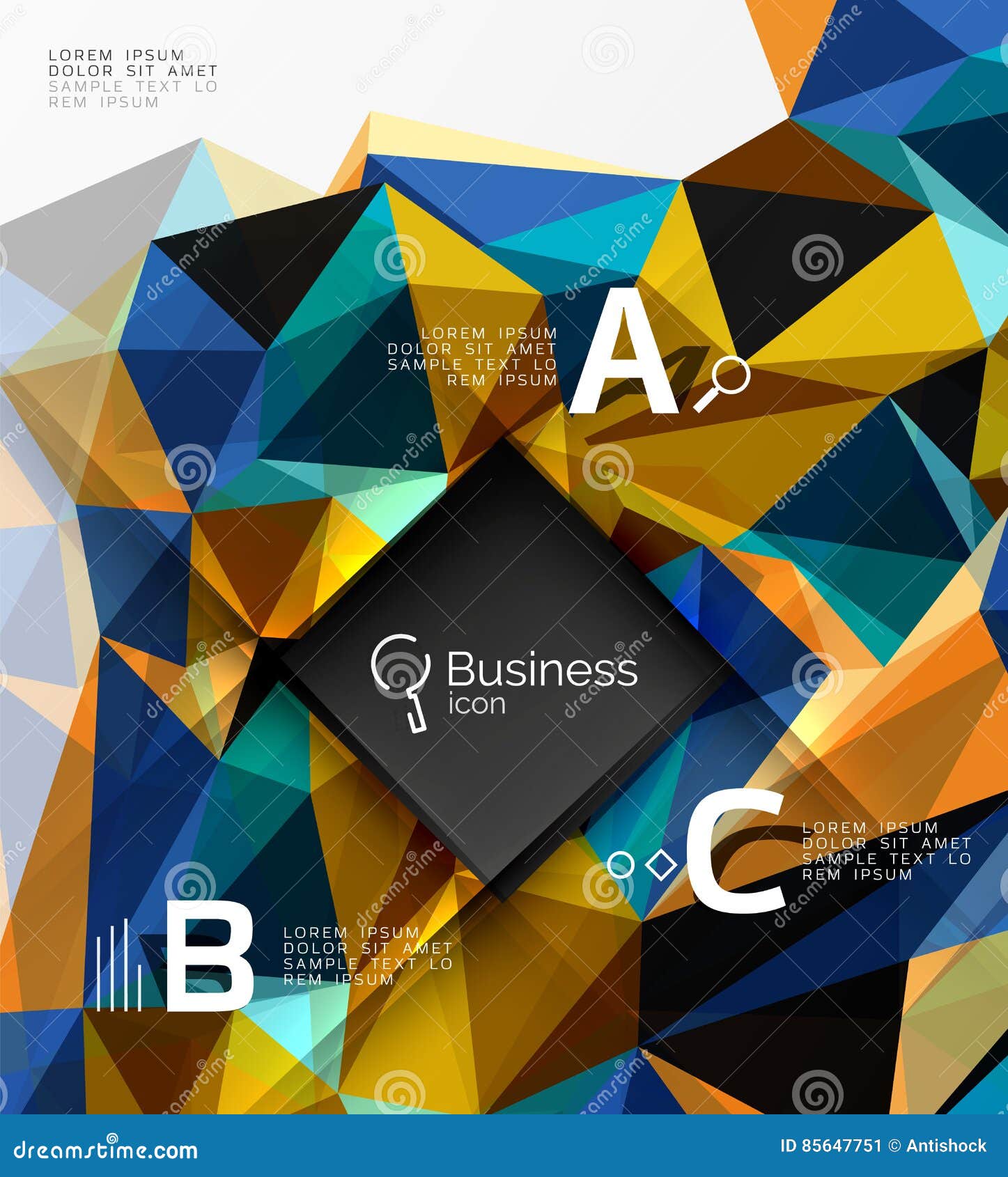 Polygonal Triangle Abstract Background with Infographics Stock Vector ...