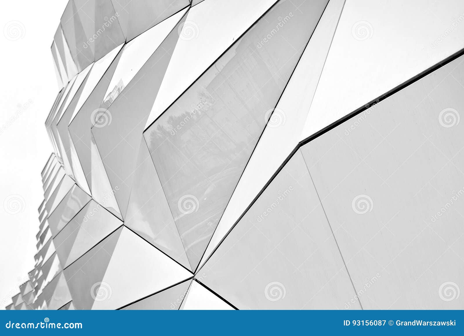 Polygonal Triangle Glass Facade of Modern Building. Stock Image - Image ...