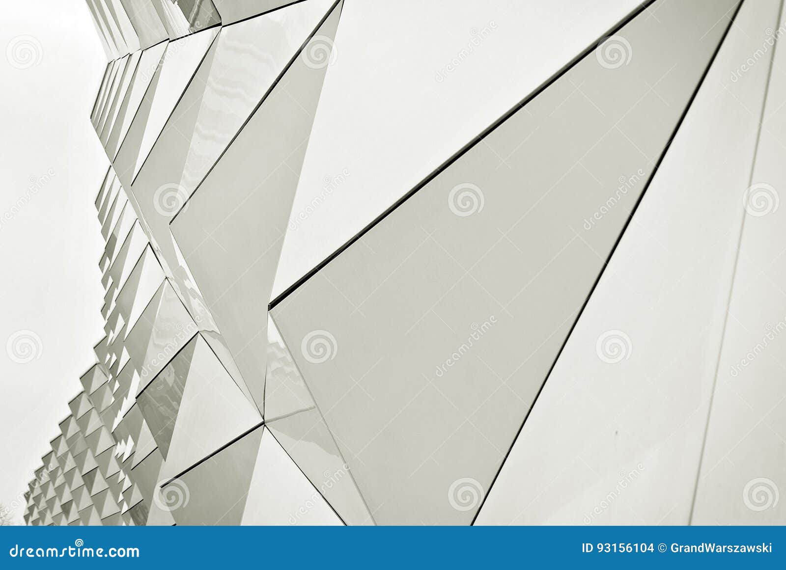 Polygonal Triangle Glass Facade of Modern Building. Stock Photo - Image ...