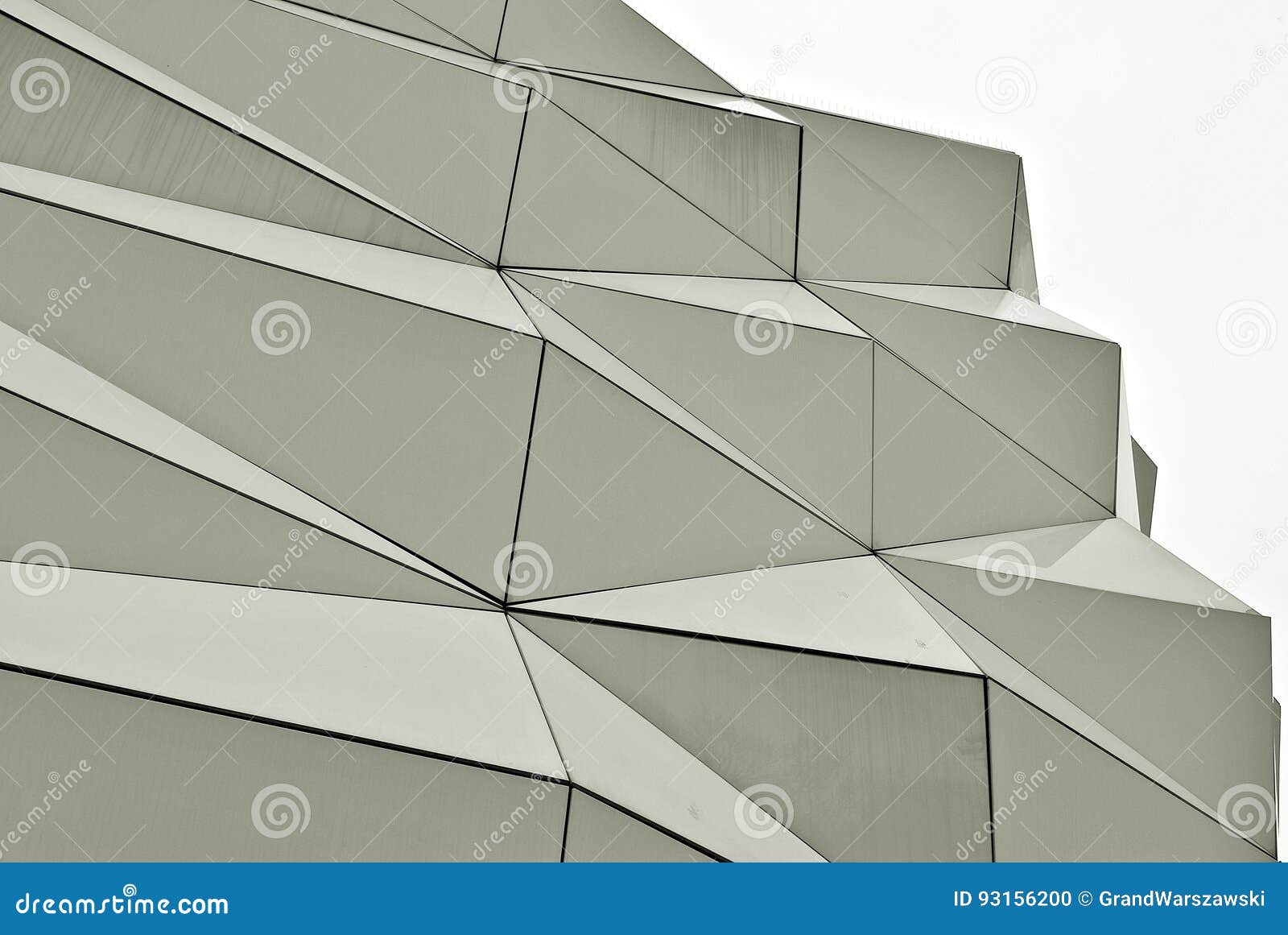 Polygonal Triangle Glass Facade of Modern Building. Stock Photo - Image ...