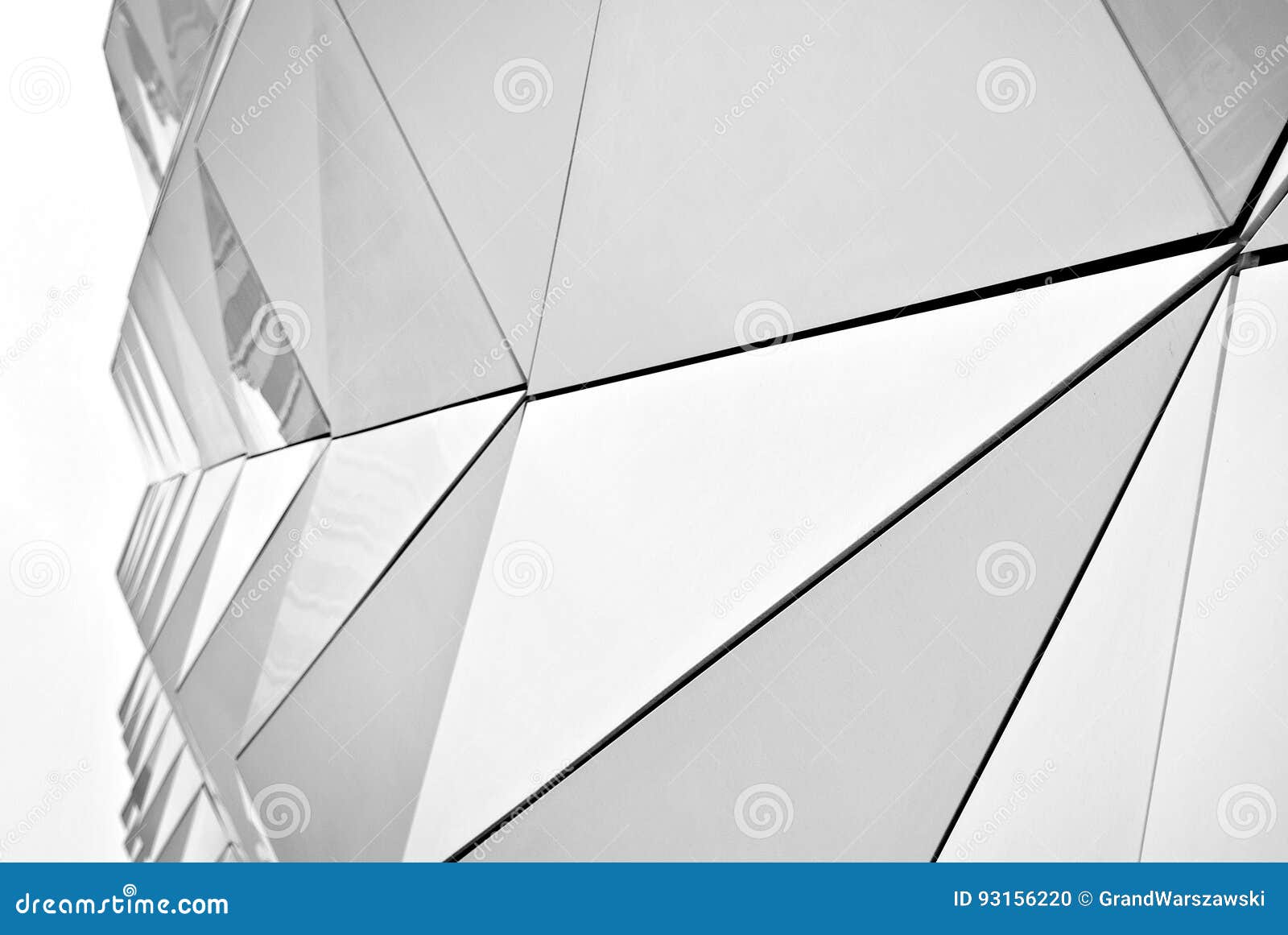 Polygonal Triangle Glass Facade of Modern Building. Stock Photo - Image ...