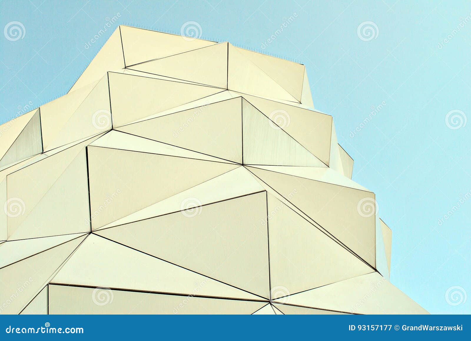 Polygonal Triangle Glass Facade of Modern Building. Stock Image - Image ...