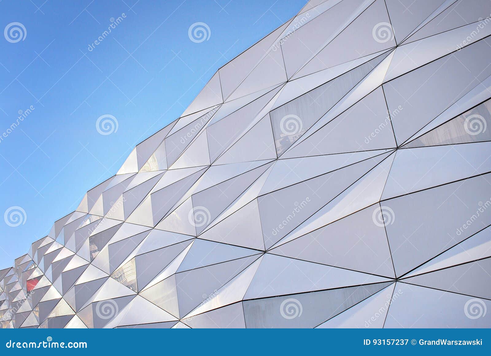 Polygonal Triangle Glass Facade of Modern Building. Stock Image - Image ...