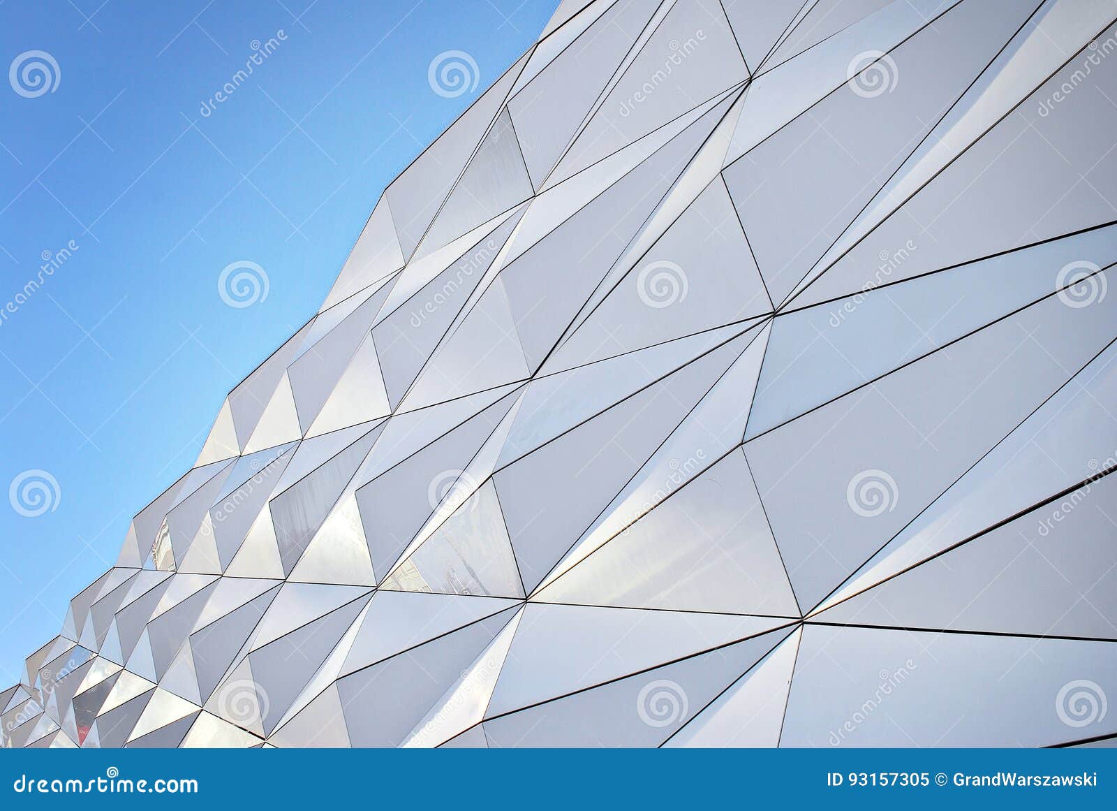 Polygonal Triangle Glass Facade of Modern Building. Stock Image - Image ...