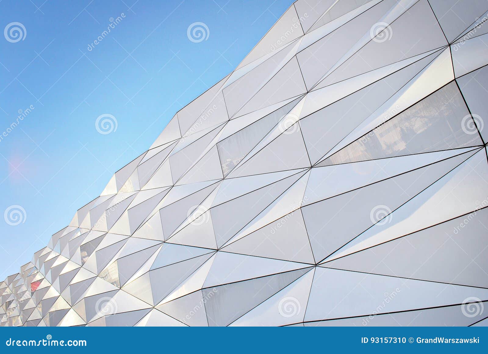 Polygonal Triangle Glass Facade of Modern Building. Stock Photo - Image ...