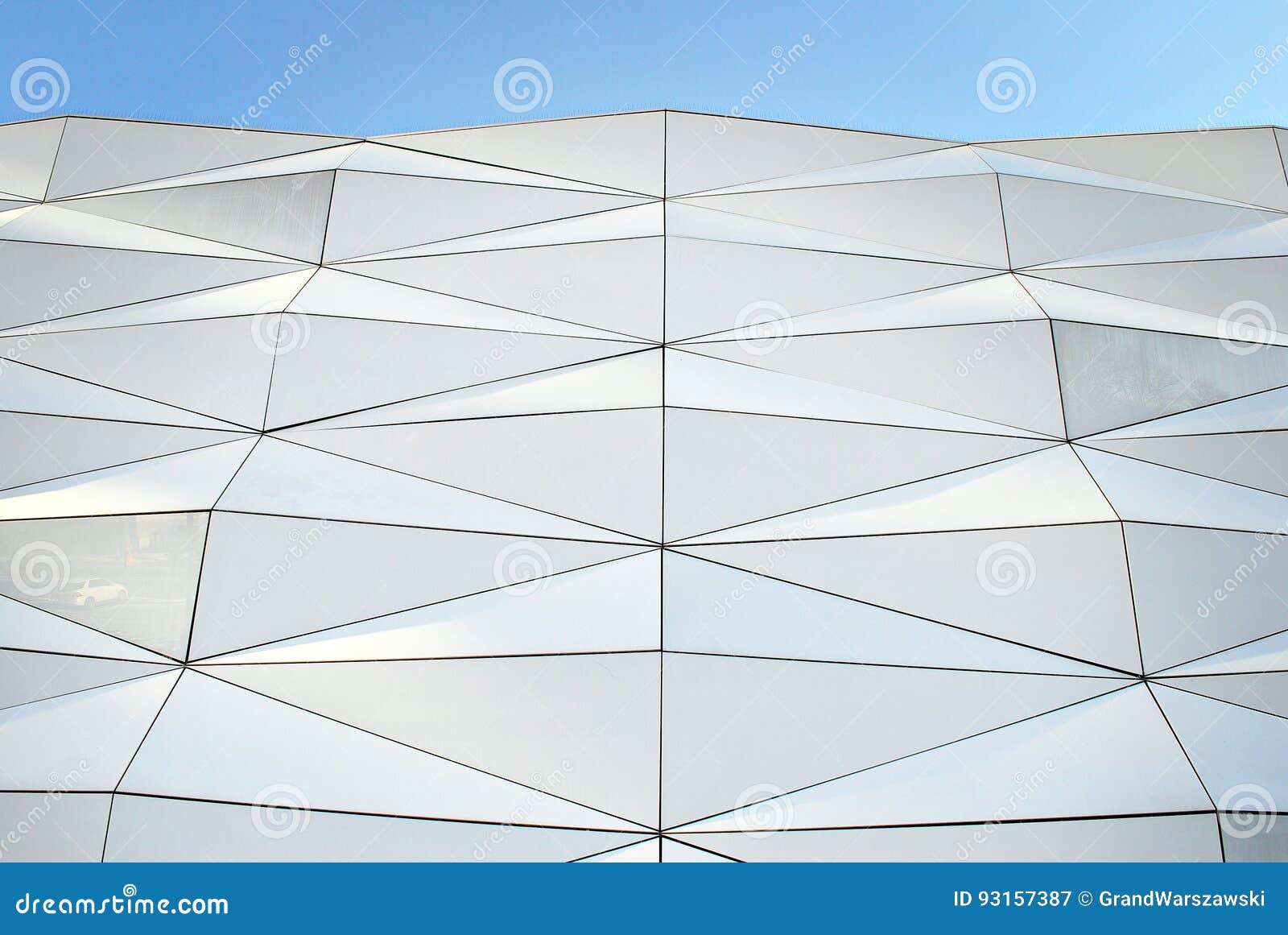 Polygonal Triangle Glass Facade of Modern Building. Stock Image - Image ...