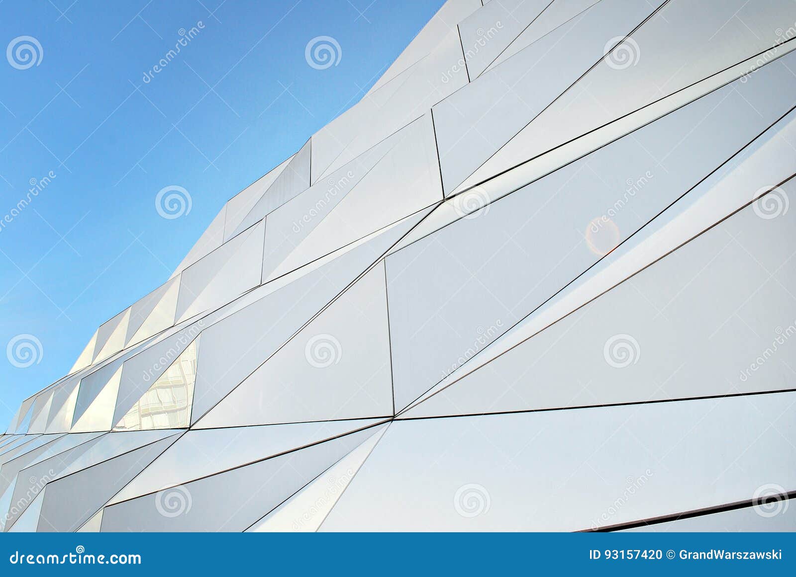 Polygonal Triangle Glass Facade of Modern Building. Stock Photo - Image ...