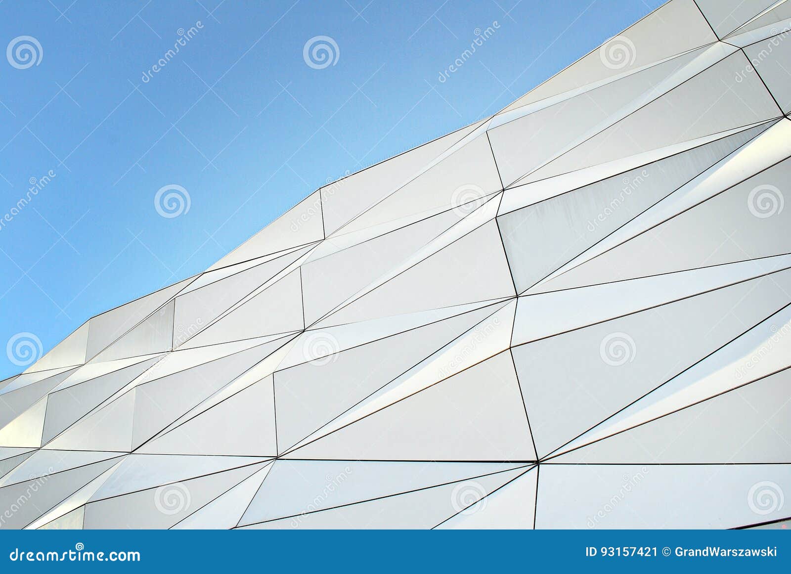 Polygonal Triangle Glass Facade of Modern Building. Stock Image - Image ...