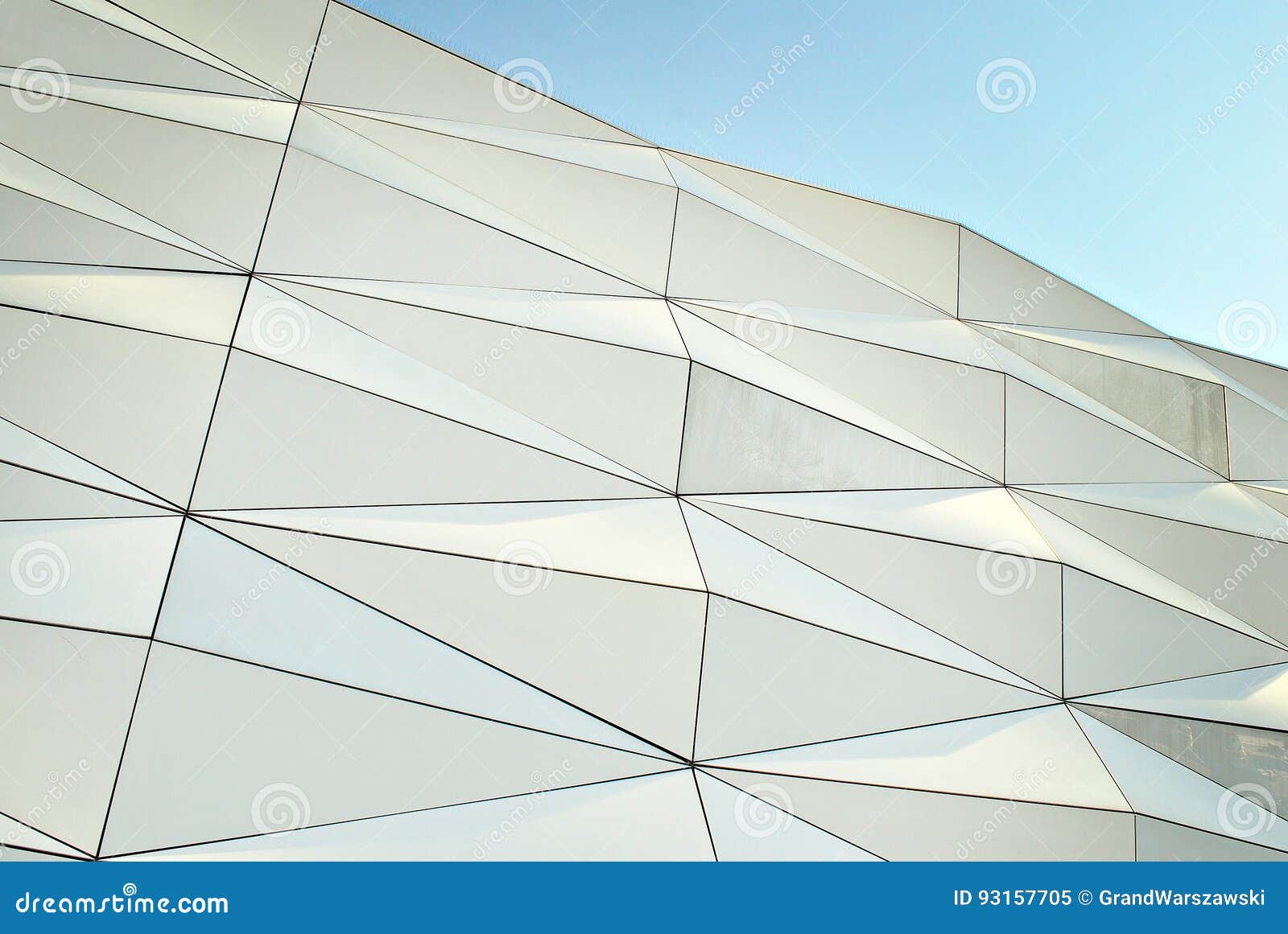 Polygonal Triangle Glass Facade of Modern Building. Stock Image - Image ...