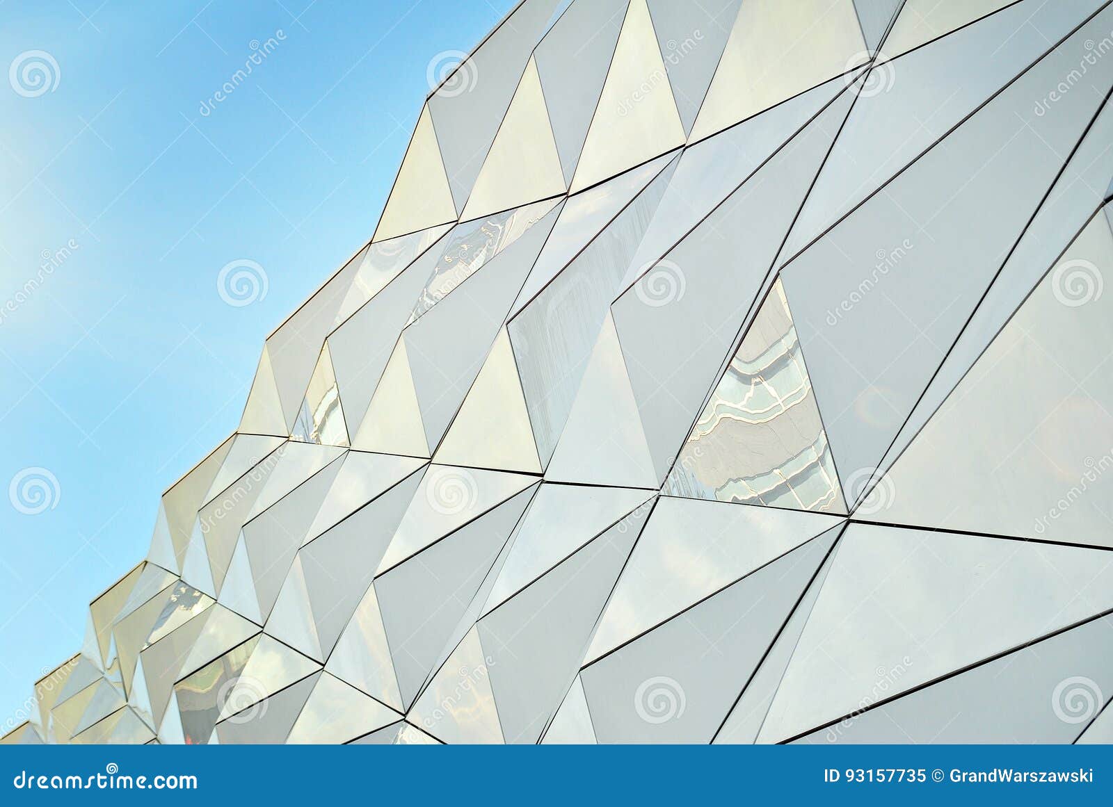 Polygonal Triangle Glass Facade of Modern Building. Stock Image - Image ...