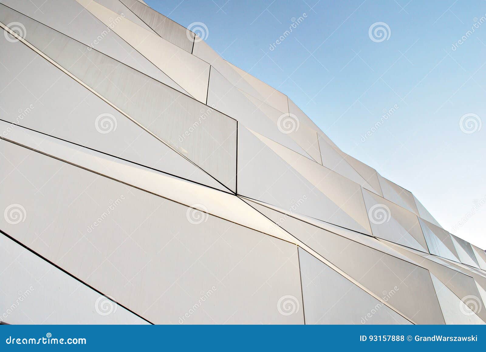 Polygonal Triangle Glass Facade of Modern Building. Stock Photo - Image ...