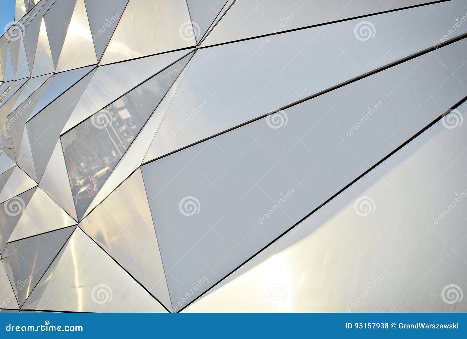 Polygonal Triangle Glass Facade of Modern Building. Stock Photo - Image ...
