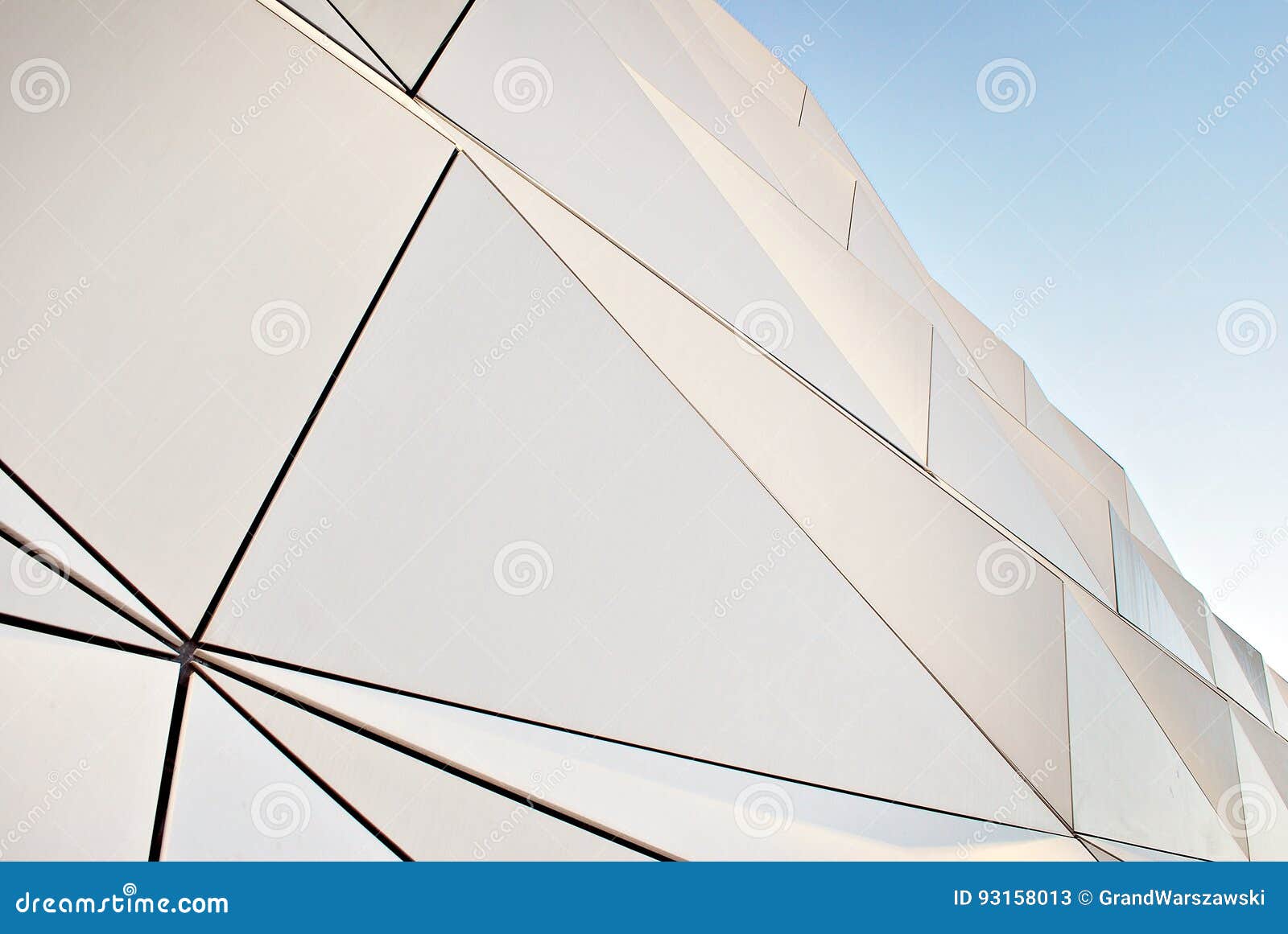 Polygonal Triangle Glass Facade Of Modern Building. Royalty-Free Stock ...