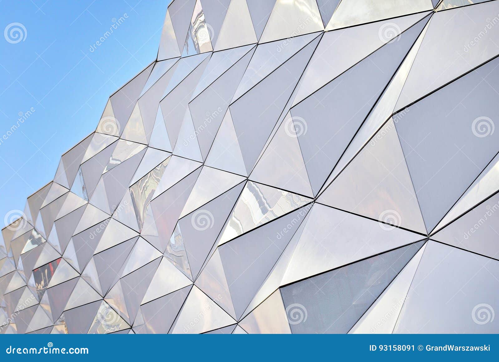 Polygonal Triangle Glass Facade of Modern Building. Stock Image - Image ...