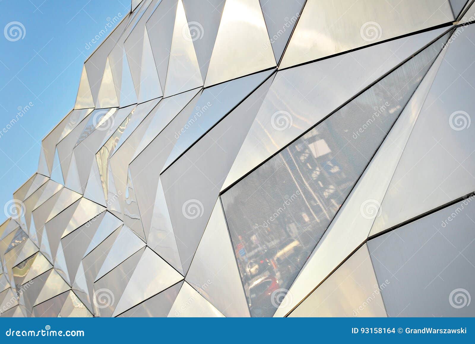 Polygonal Triangle Glass Facade of Modern Building. Stock Photo - Image ...