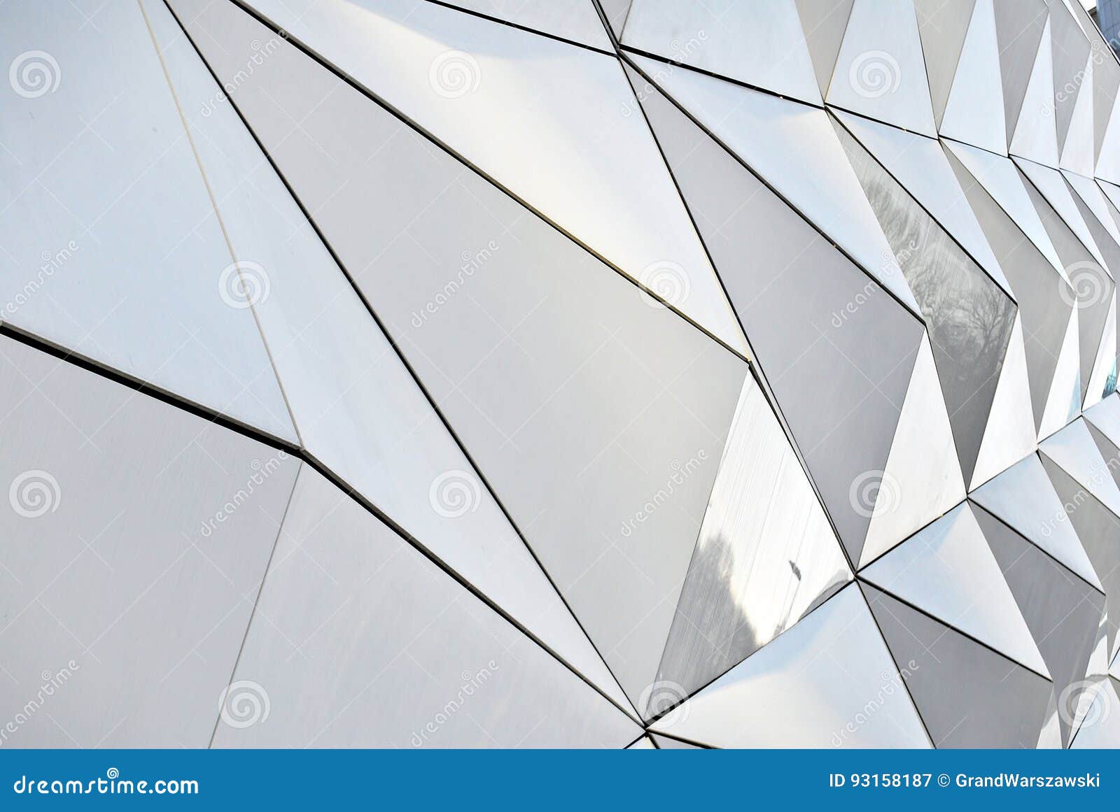 Polygonal Triangle Glass Facade of Modern Building. Stock Image - Image ...