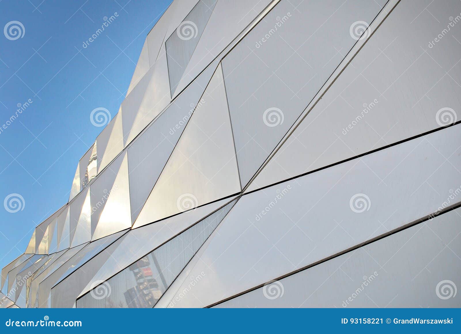 Polygonal Triangle Glass Facade of Modern Building. Stock Image - Image ...