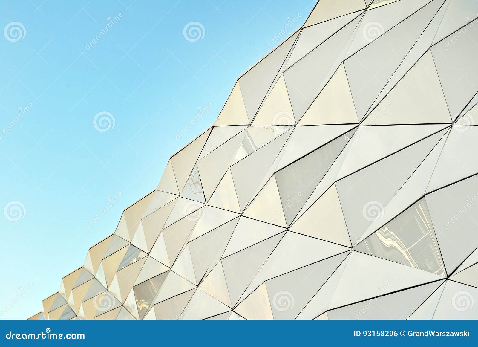 Polygonal Triangle Glass Facade of Modern Building. Stock Photo - Image ...