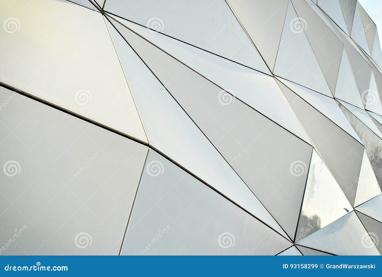 Polygonal Triangle Glass Facade of Modern Building. Stock Image - Image ...