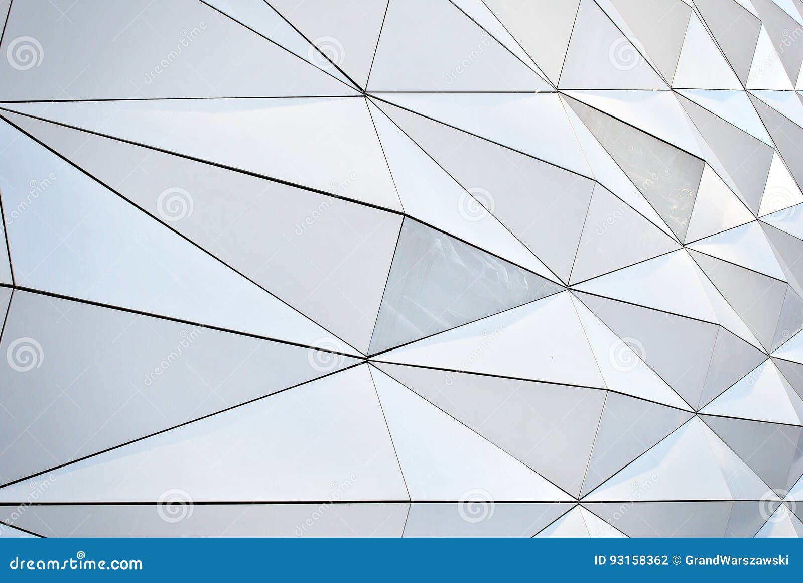 Polygonal Triangle Glass Facade of Modern Building. Stock Photo - Image ...
