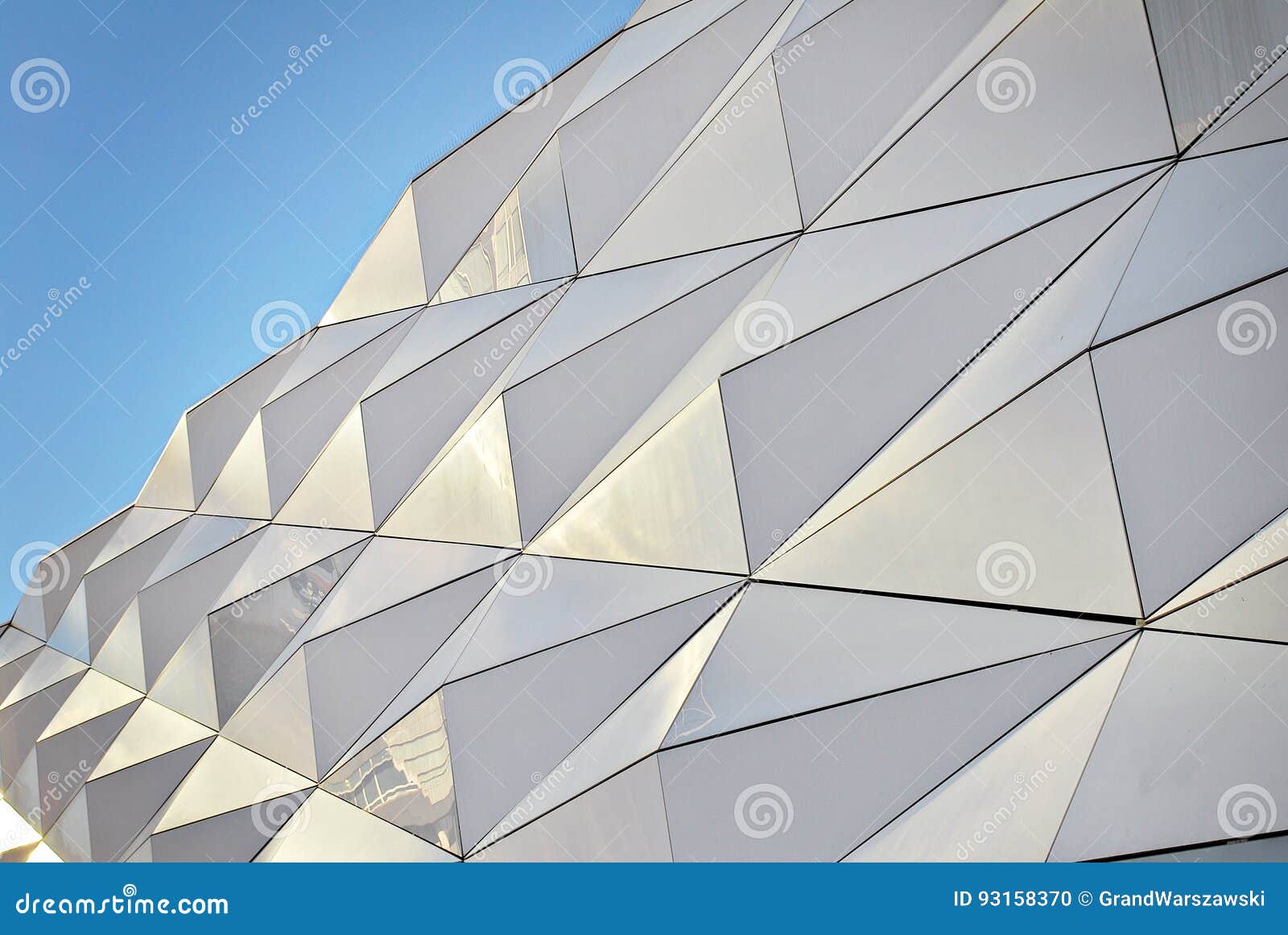 Polygonal Triangle Glass Facade of Modern Building. Stock Photo - Image ...