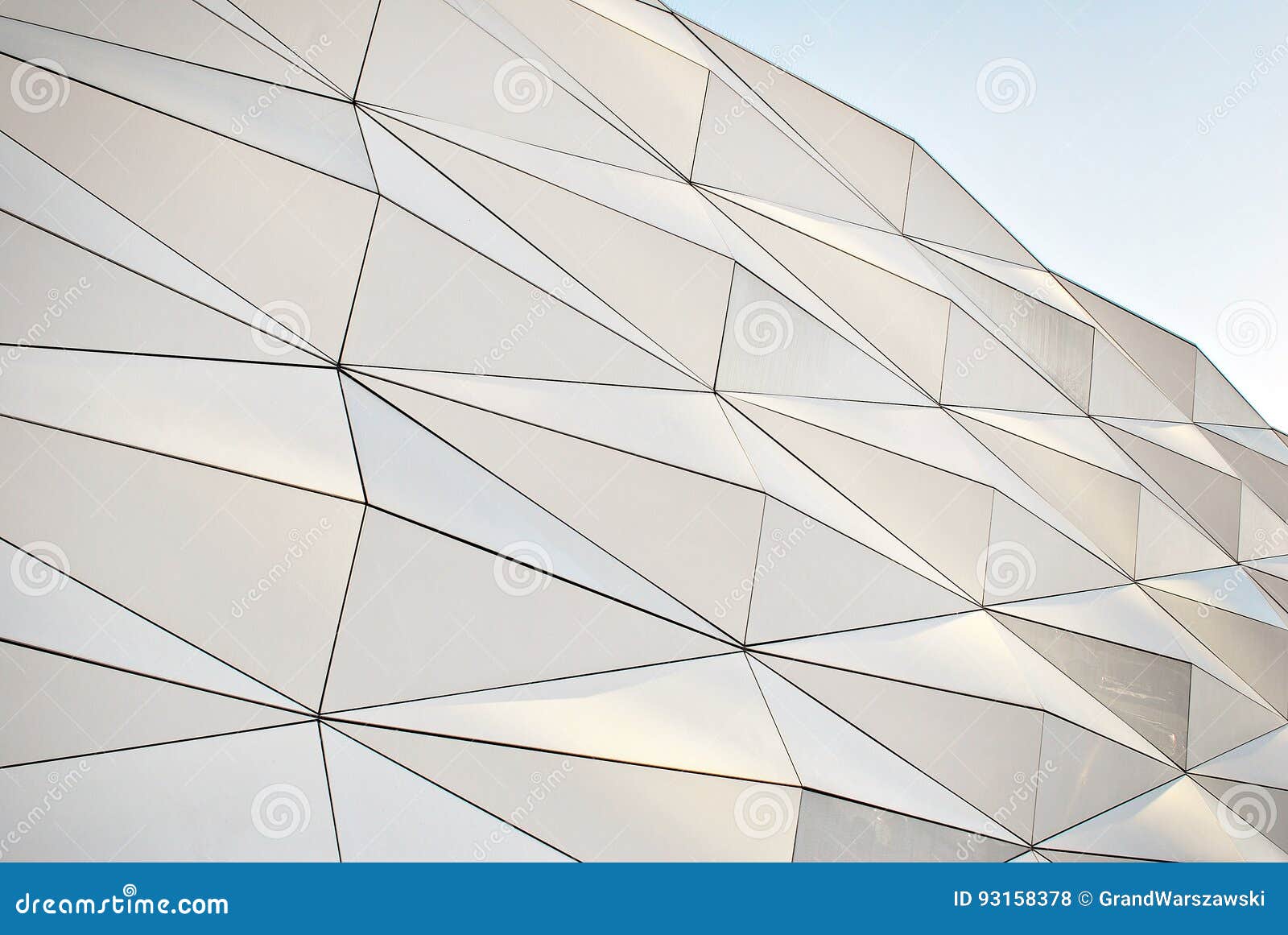 Polygonal Triangle Glass Facade of Modern Building. Stock Photo - Image ...