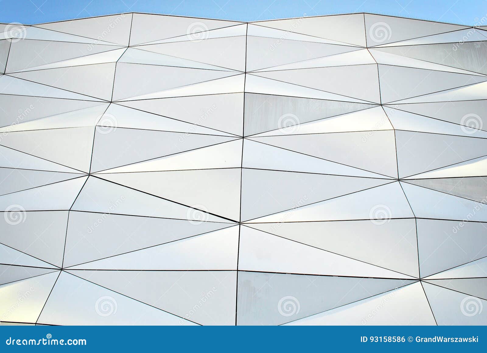 Polygonal Triangle Glass Facade of Modern Building. Stock Photo - Image ...