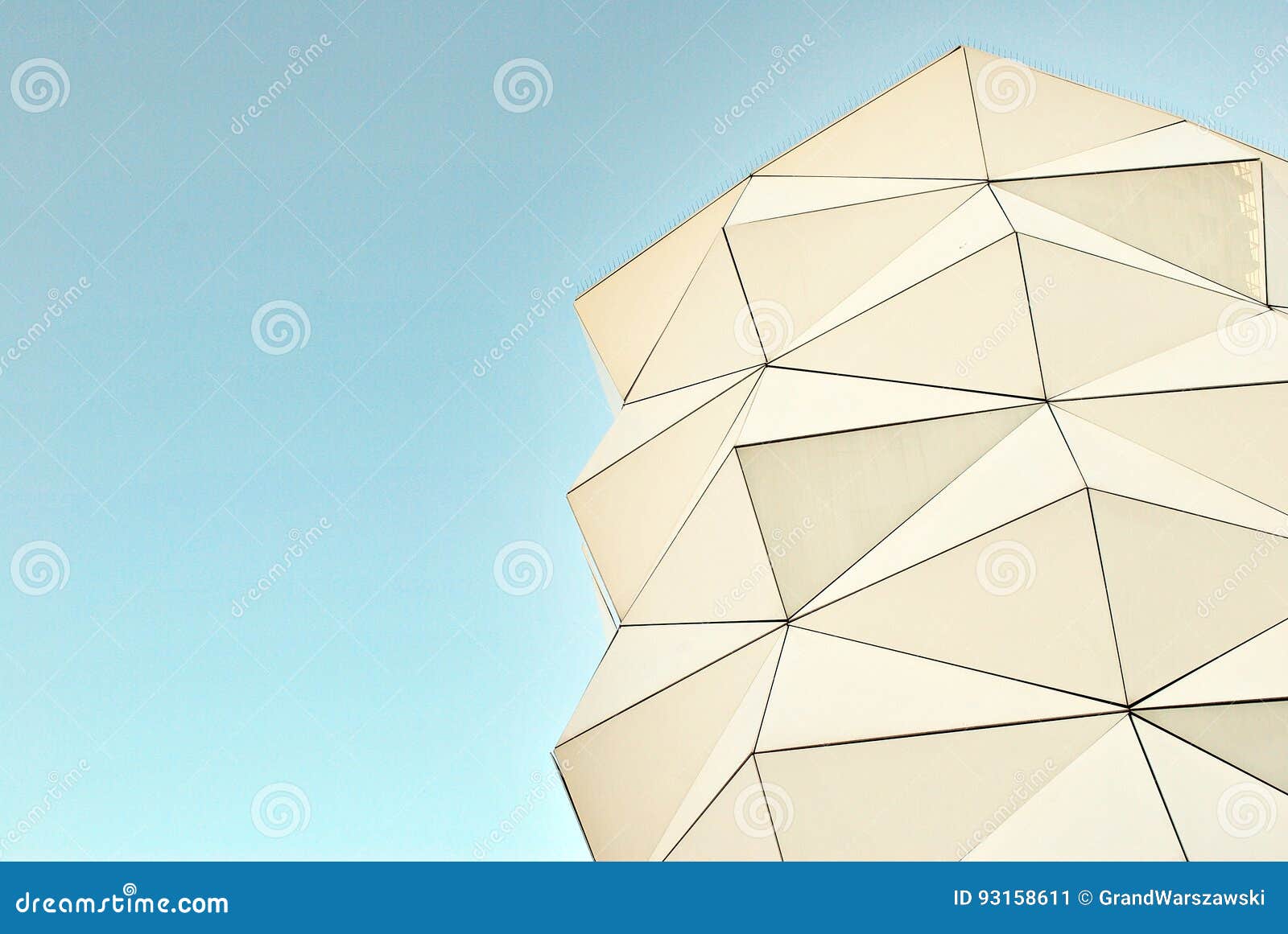 Polygonal Triangle Glass Facade of Modern Building. Stock Image - Image ...