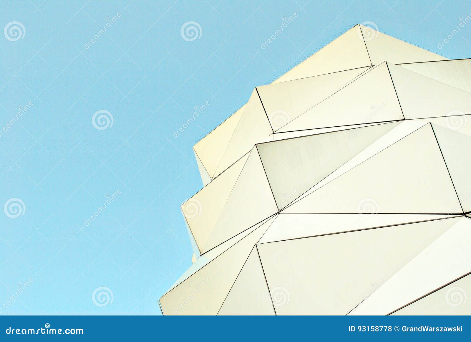 Polygonal Triangle Glass Facade of Modern Building. Stock Photo - Image ...