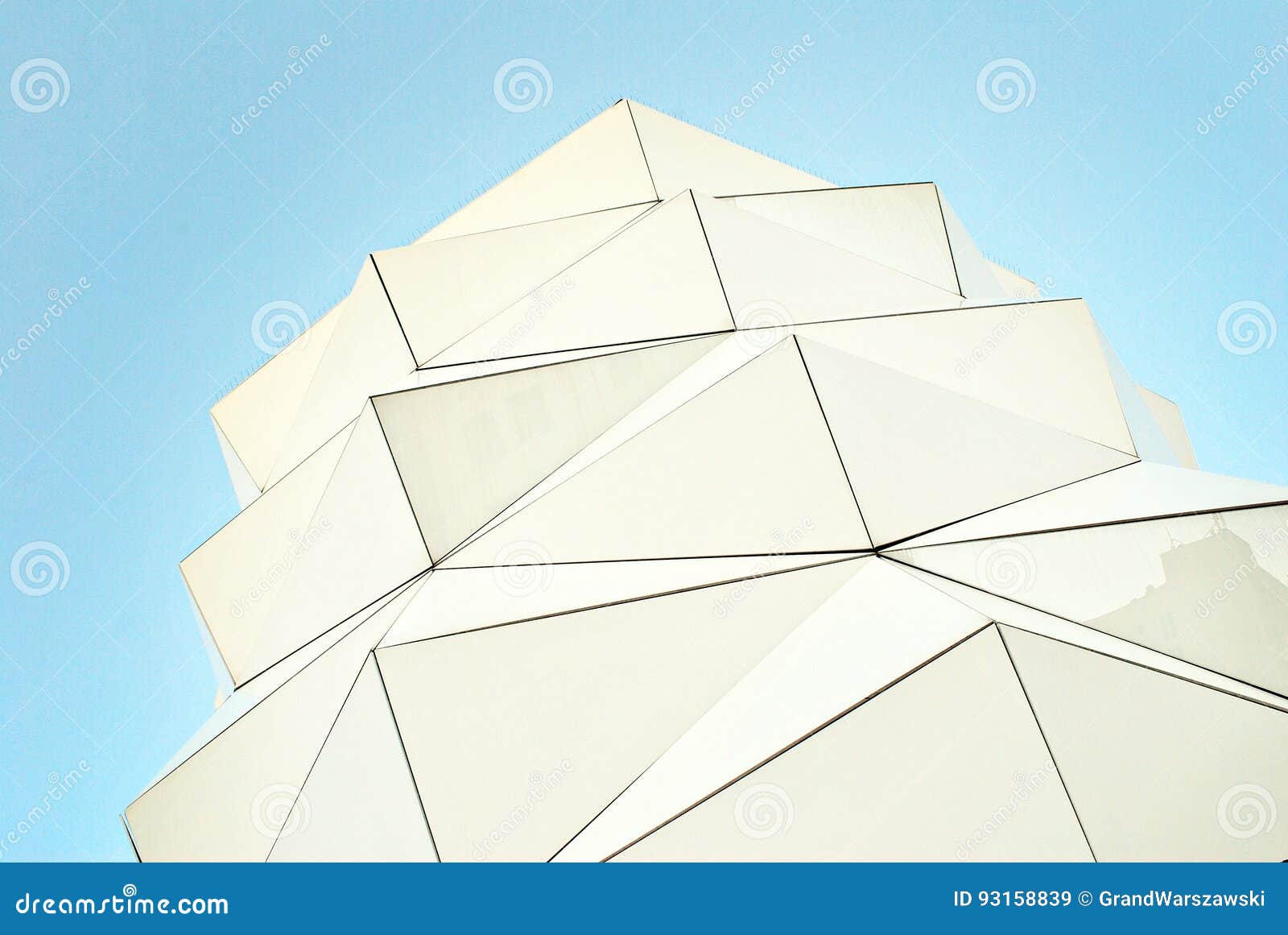 Polygonal Triangle Glass Facade of Modern Building. Stock Image - Image ...