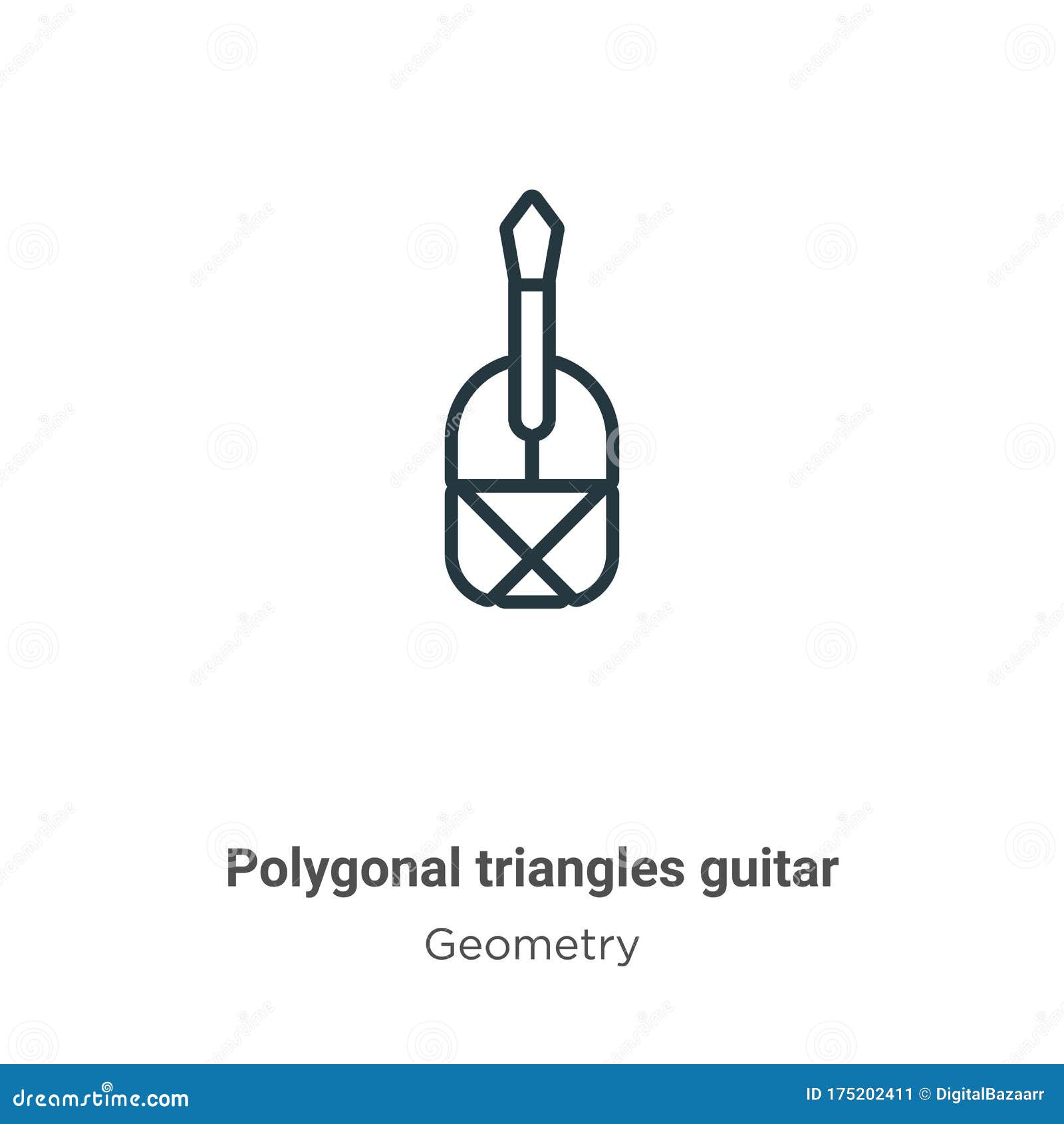 Polygonal Triangles Guitar Outline Vector Icon. Thin Line Black ...