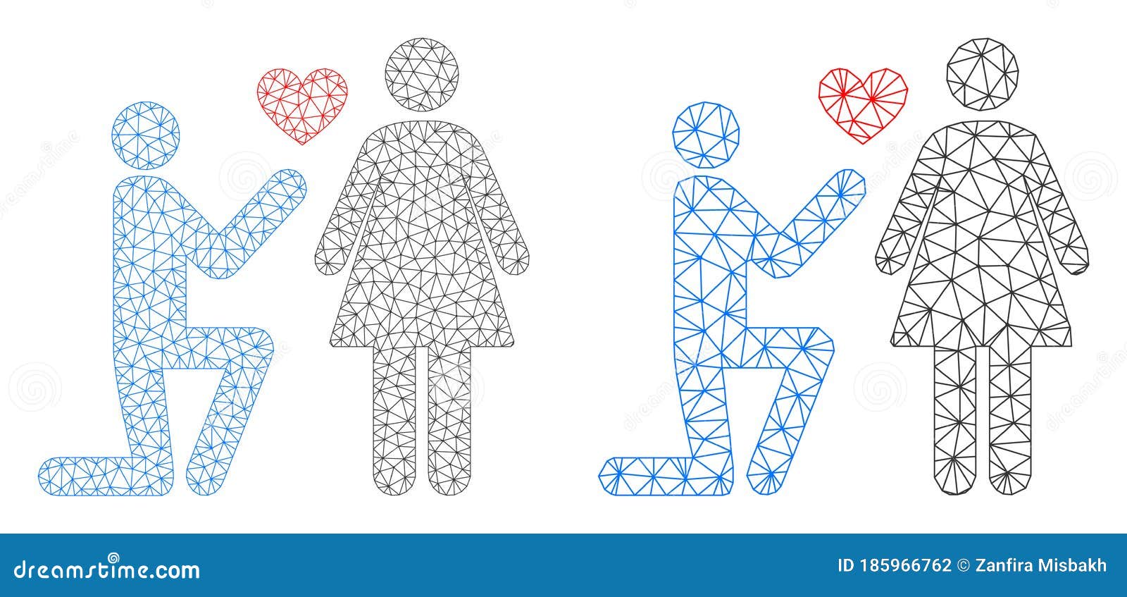 Engagement Persons Icon - Vector Triangle Mesh Stock Vector ...