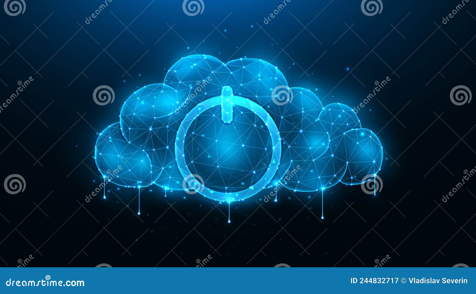 Polygonal Vector Illustration of a Cloud with a Power Symbol on a Dark ...