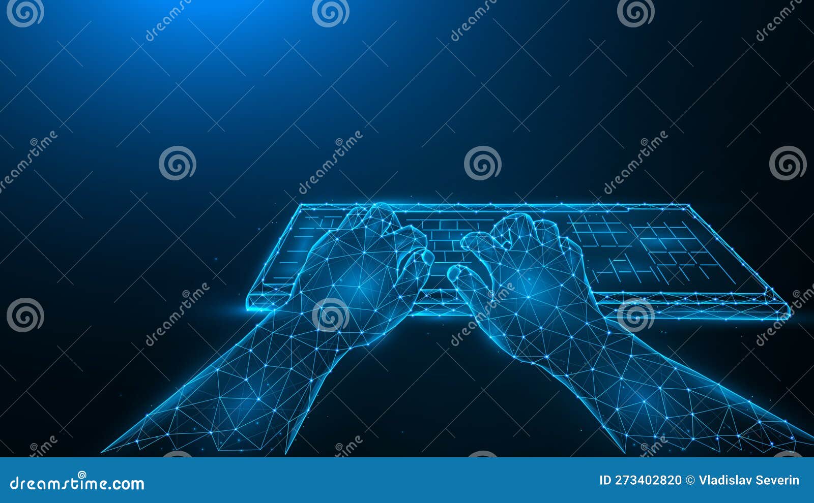 Polygonal Vector Illustration of Hands and Computer Keyboard Stock ...