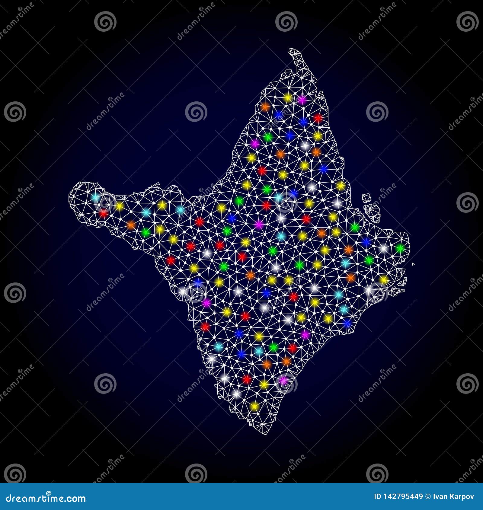 Mesh Carcass Map Of Amapa State With Colorful Light Spots Cartoon ...