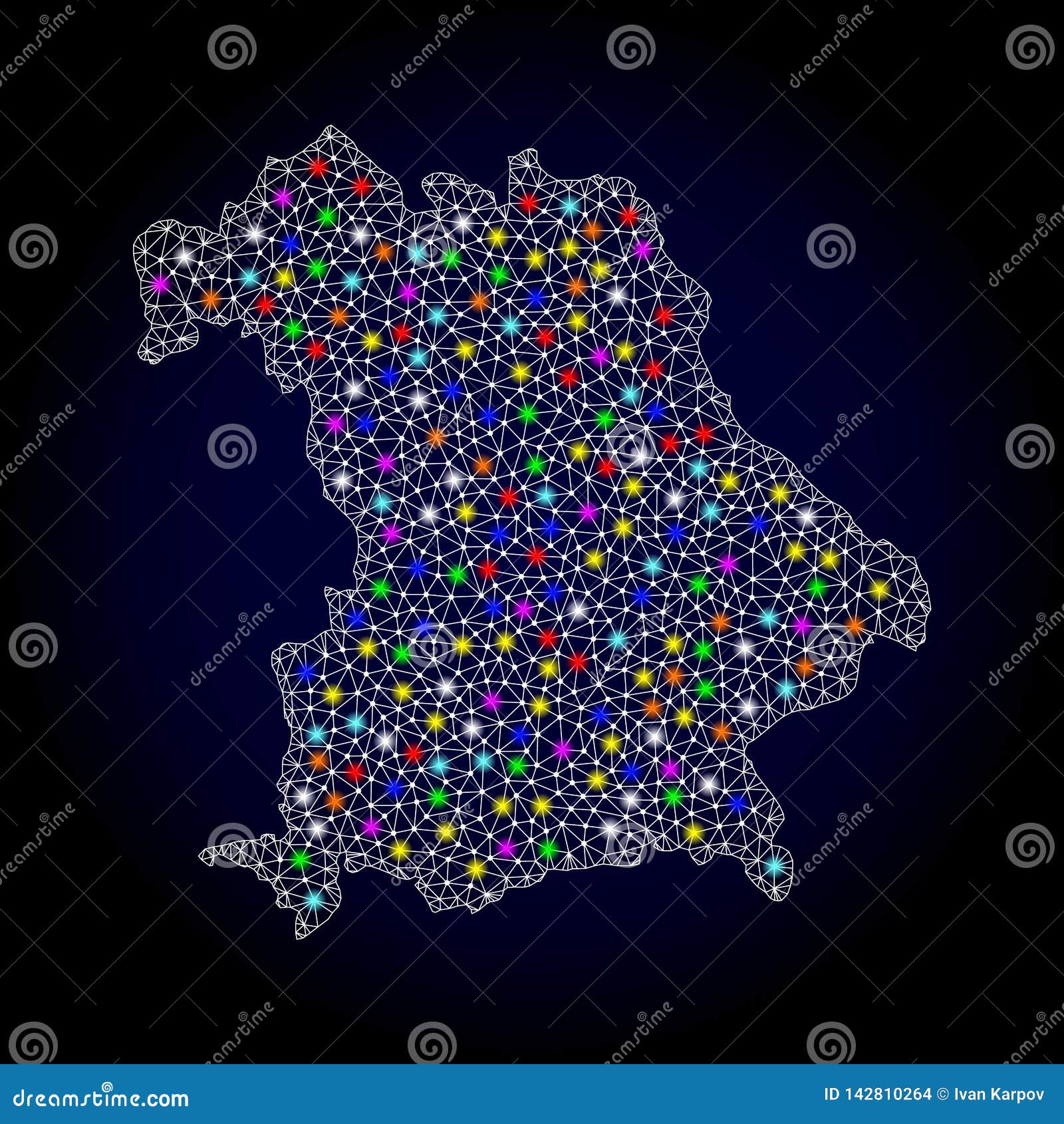Mesh Network Map of Germany with Colorful Light Spots Stock Vector ...