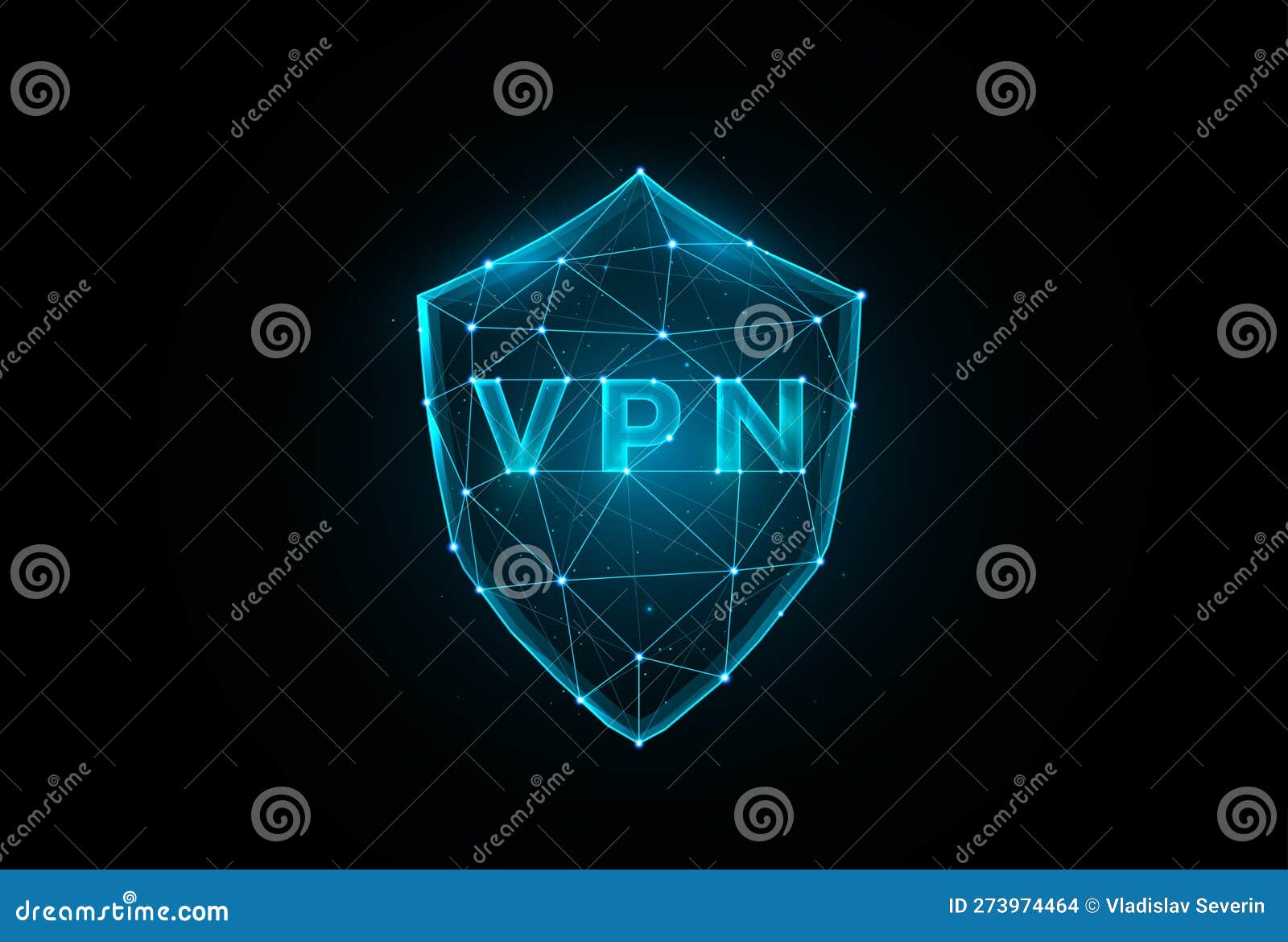 Polygonal VPN Shield Vector Illustration on Dark Blue Background Stock ...