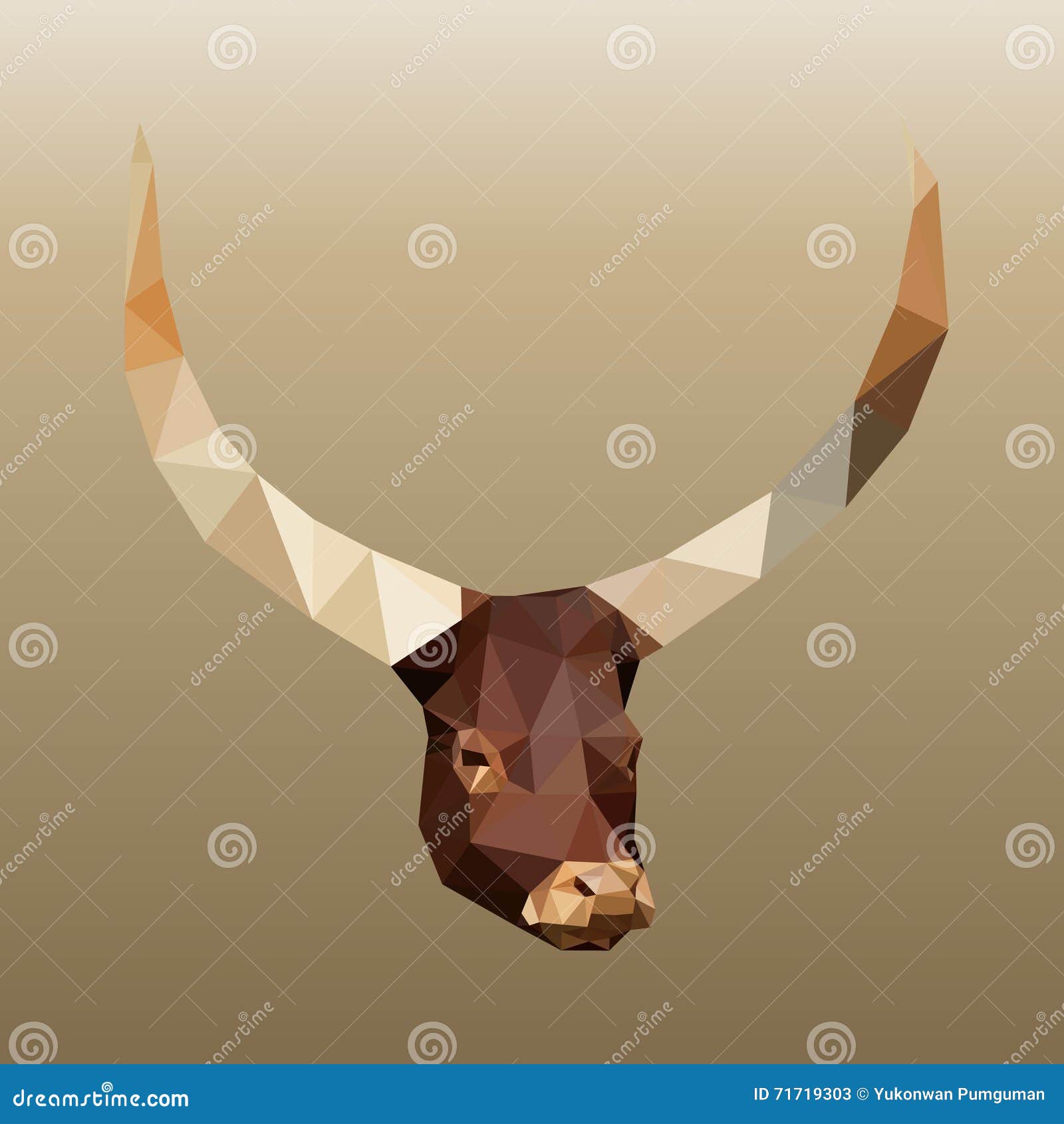 Polygonal Watusi Bull, Polygon Triangle Head Animal, Vector Stock ...