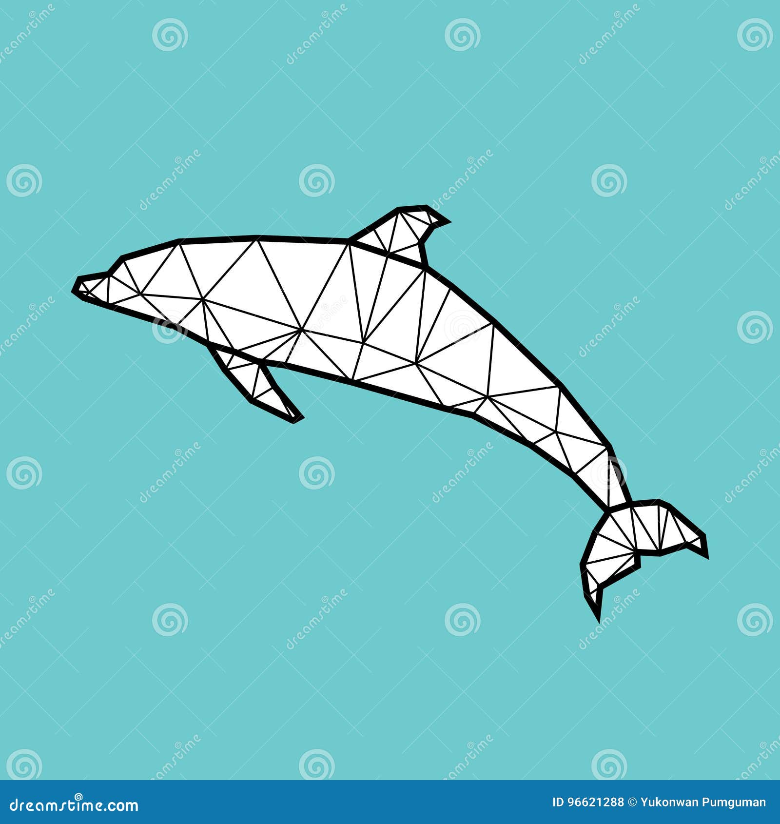 Polygonal White Dolphin on Blue Background, Polygon Geometric Stock ...