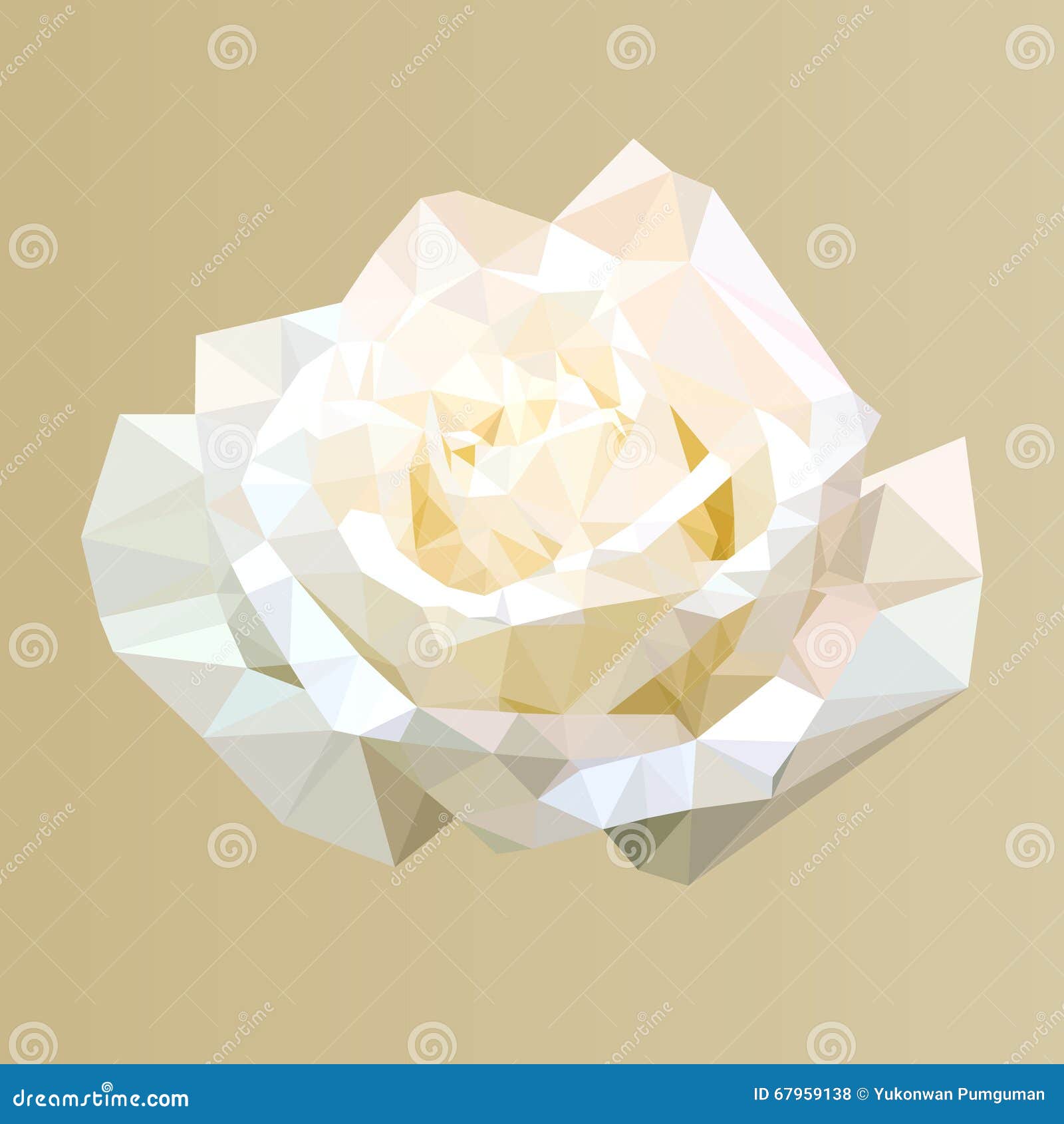 Polygonal White Rose, Polygon Abstract Flower, Vector Stock Vector ...