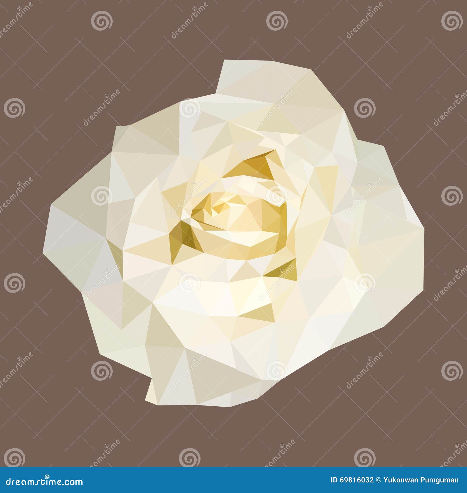 Polygonal White Rose, Polygon Geometric Flower, Isolated Vector Stock ...